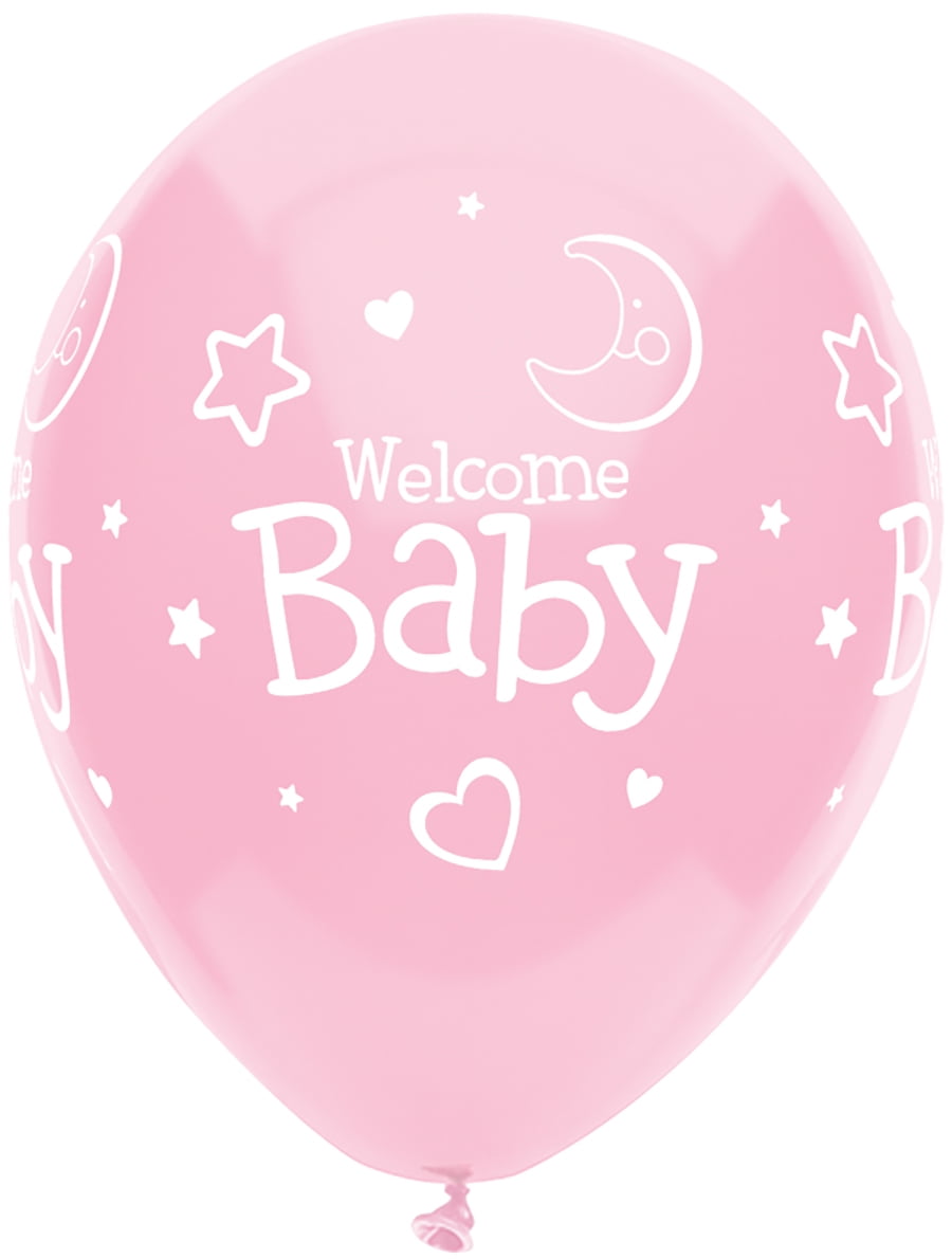 Way To Celebrate Welcome Baby Girl 12-inch Pink Balloons, 8-Count for ...