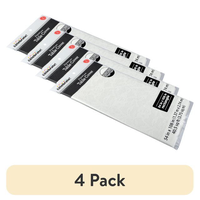 (4 pack) Way to Celebrate Plastic White Lace Print Table Cover, 108" x ...