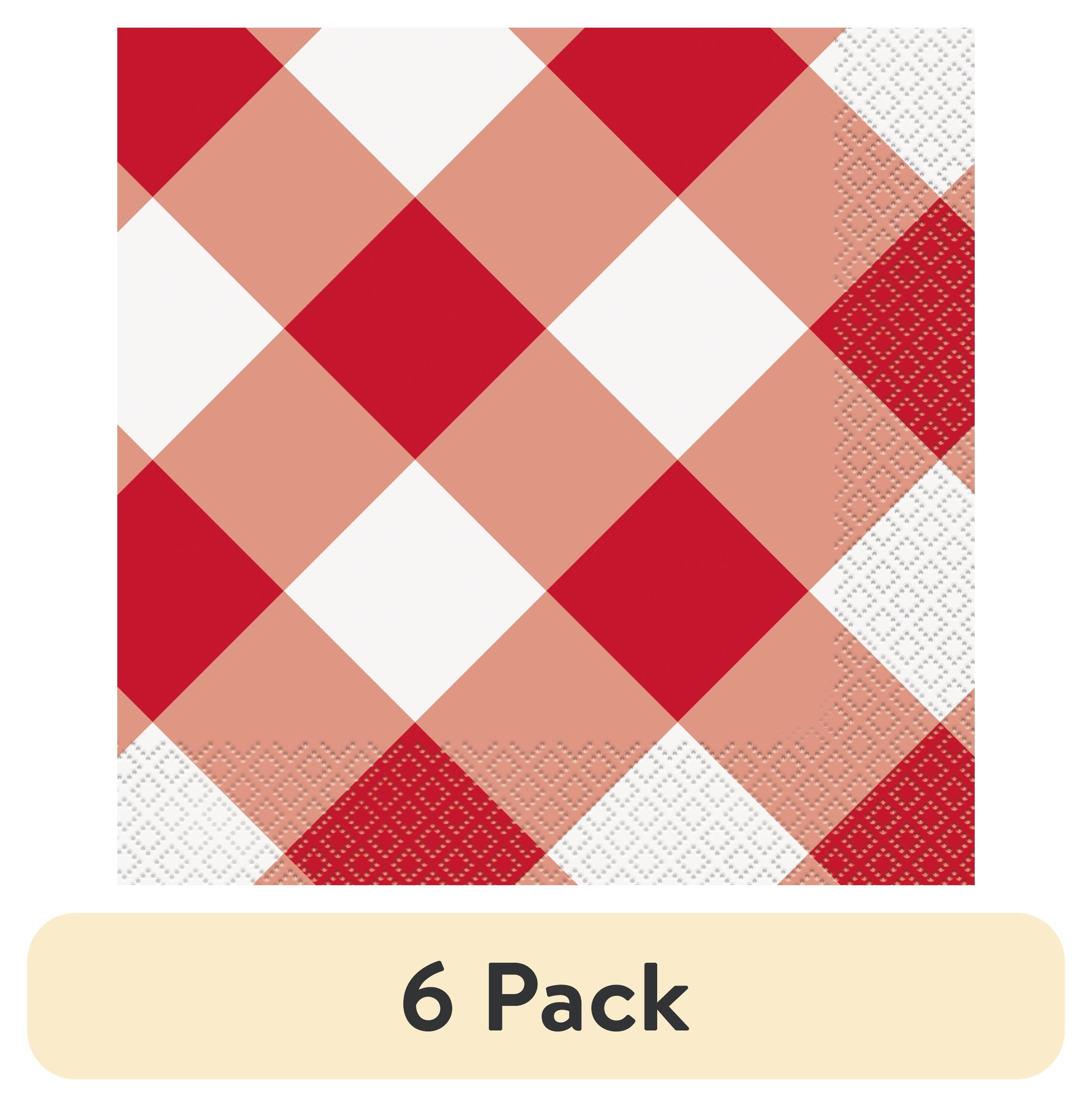 (6 pack) Way to Celebrate! Red Buffalo Plaid Paper Luncheon Napkins, 6 ...