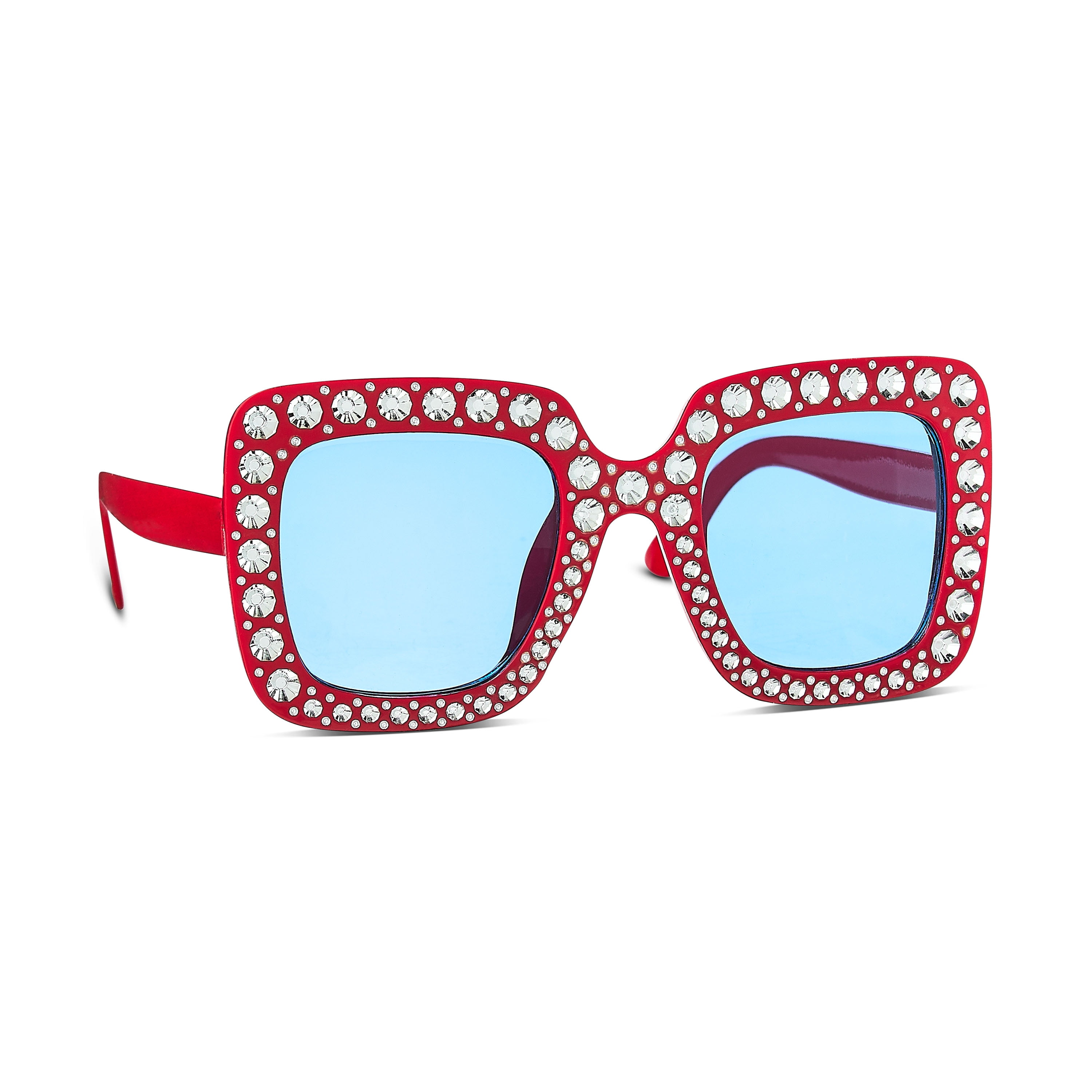 Way To Celebrate Patriotic Glitzy Glasses Red Blue Rhinestone Embellished for July 4th - Walmart.com