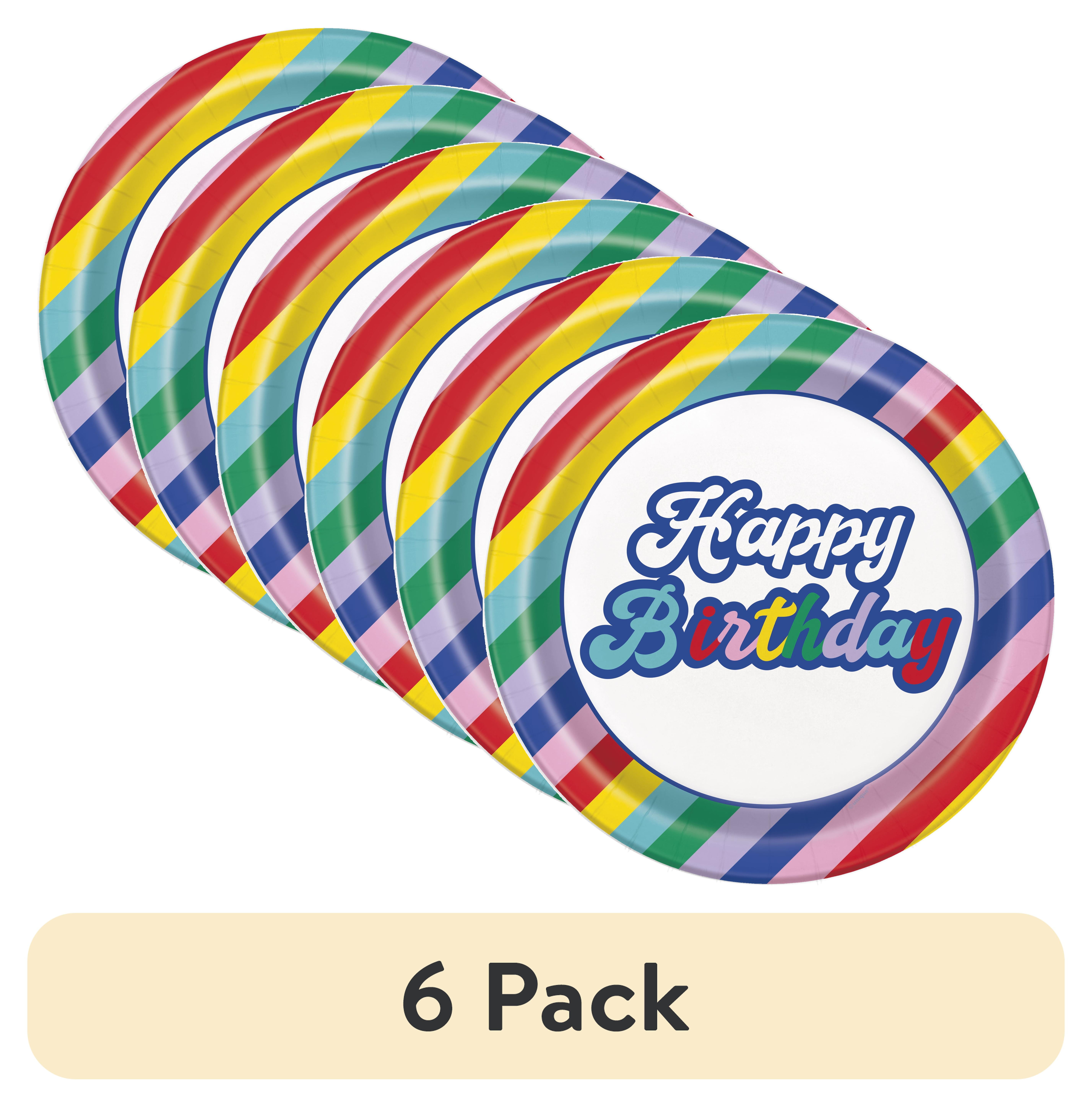 (6 pack) Way to Celebrate! Retro Rainbow Birthday Paper Dinner Plates ...
