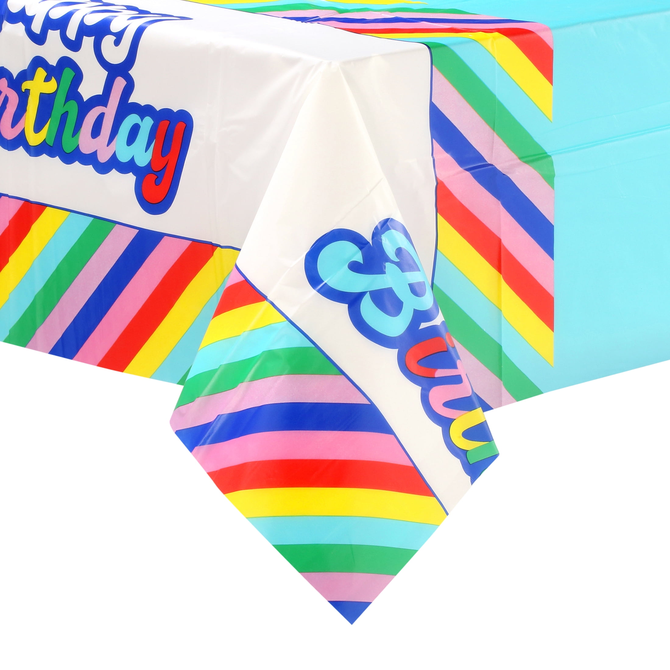 Way To Celebrate Retro Rainbow Plastic Party Tablecloth, 84x54 inches ...
