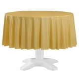 Way To Celebrate Gold Round Plastic Table Cover, 84 inches, disposable ...
