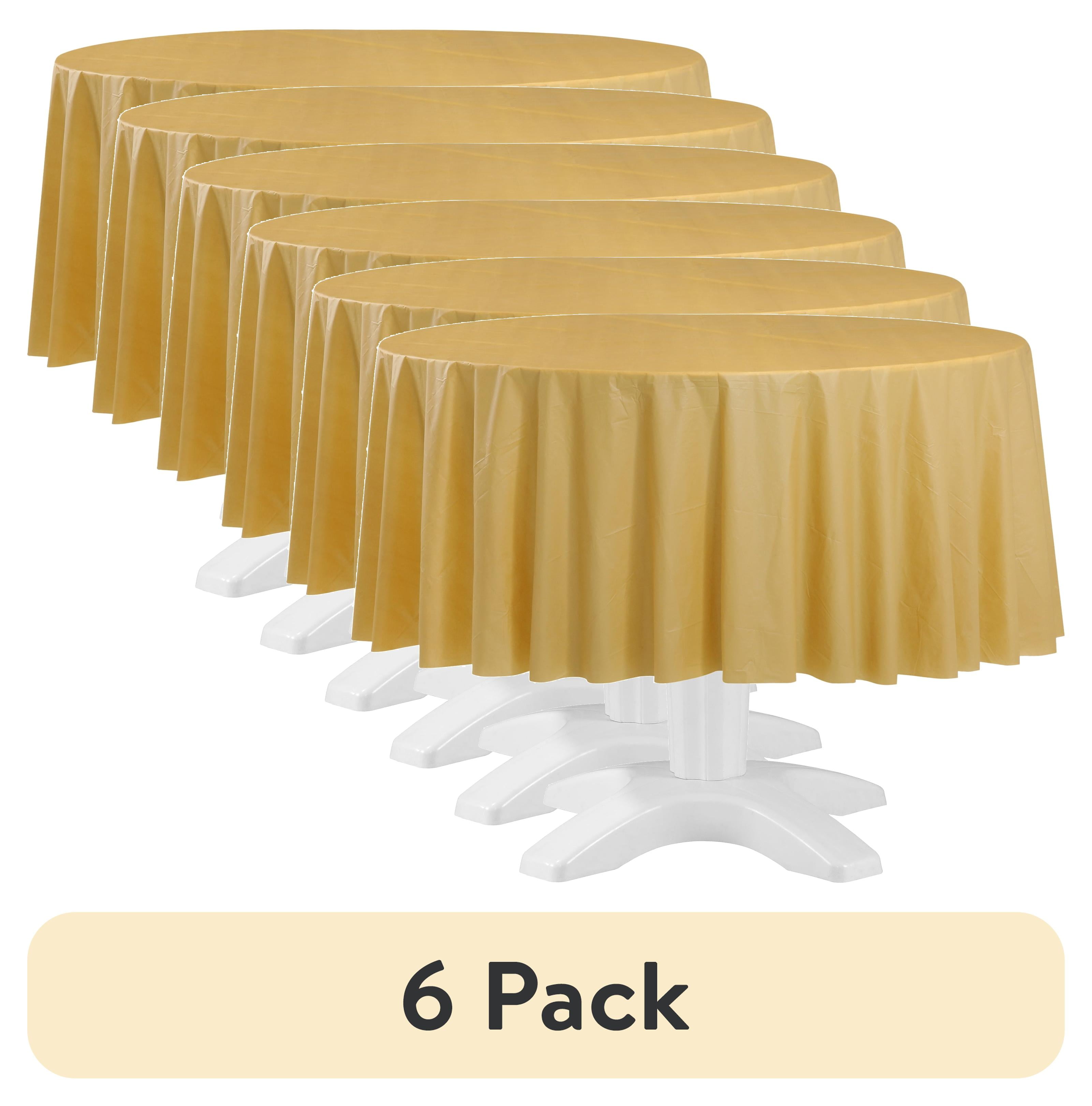 (6 pack) Way to Celebrate! Round Gold Plastic Tablecloth, 84in ...