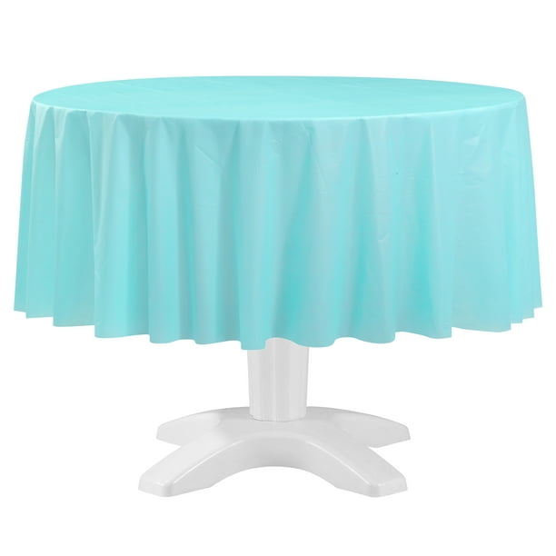 Way to Celebrate! Round Light Blue Plastic Tablecloth, 84in - Walmart ...