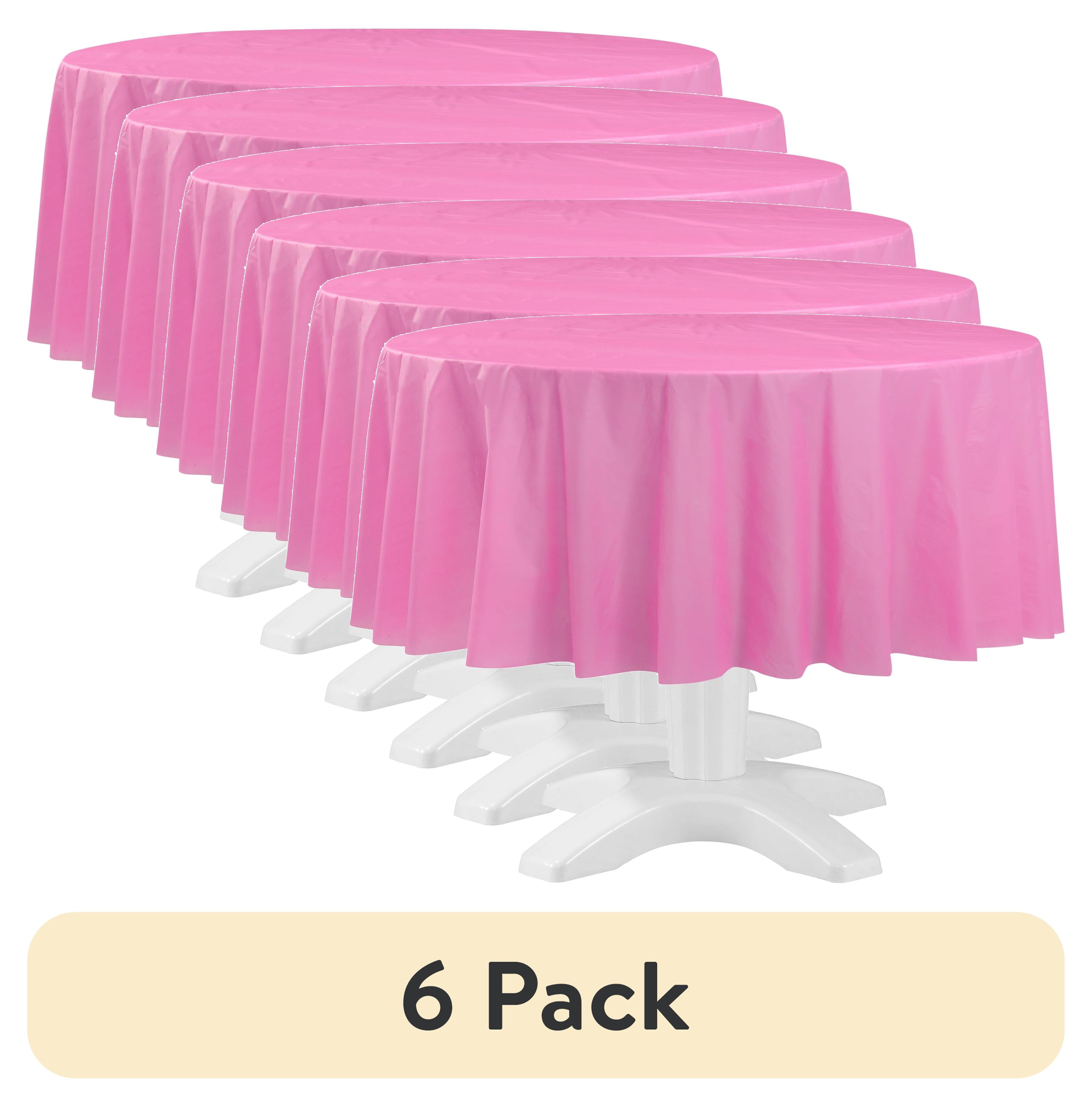 (6 pack) Way to Celebrate! Round Neon Pink Plastic Tablecloth, 84in ...