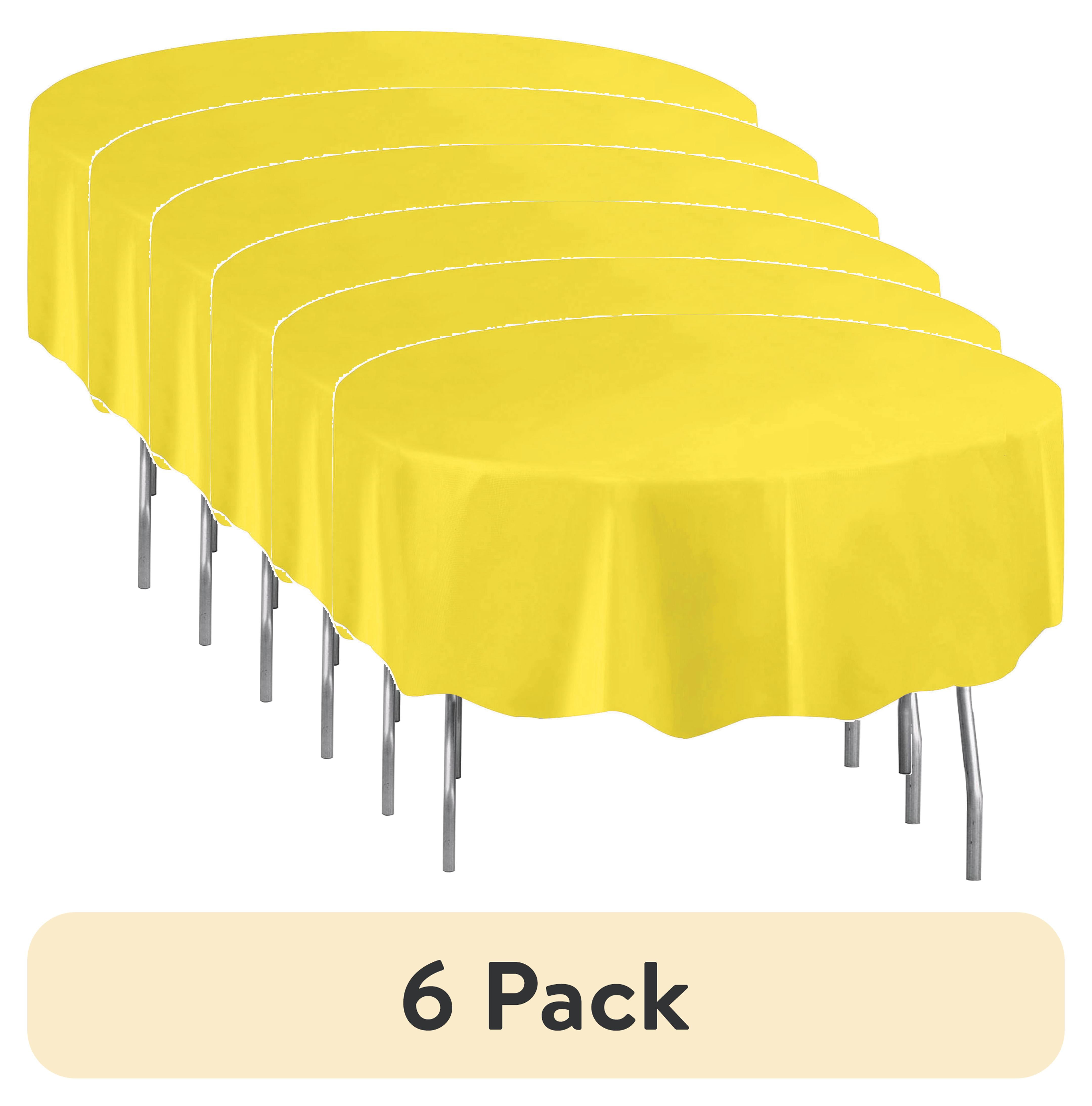 (6 pack) Way to Celebrate! Round Neon Yellow Plastic Tablecloth, 84in ...