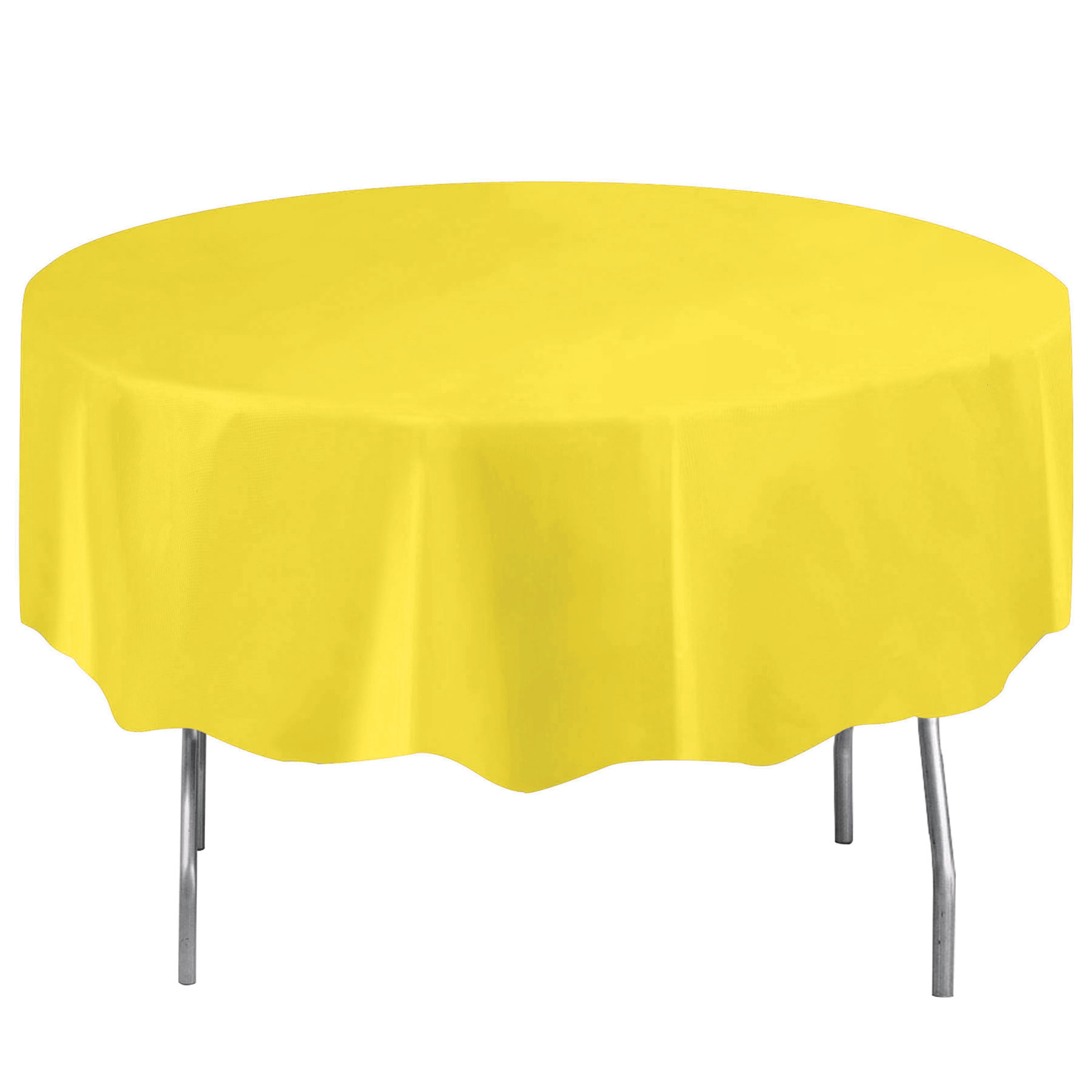 Round 84" Neon Yellow Plastic Table Cover, by Way To Celebrate ...