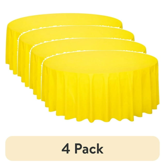 (4 pack) Way to Celebrate! Round Plastic Neon Yellow Table Cover, 84in ...