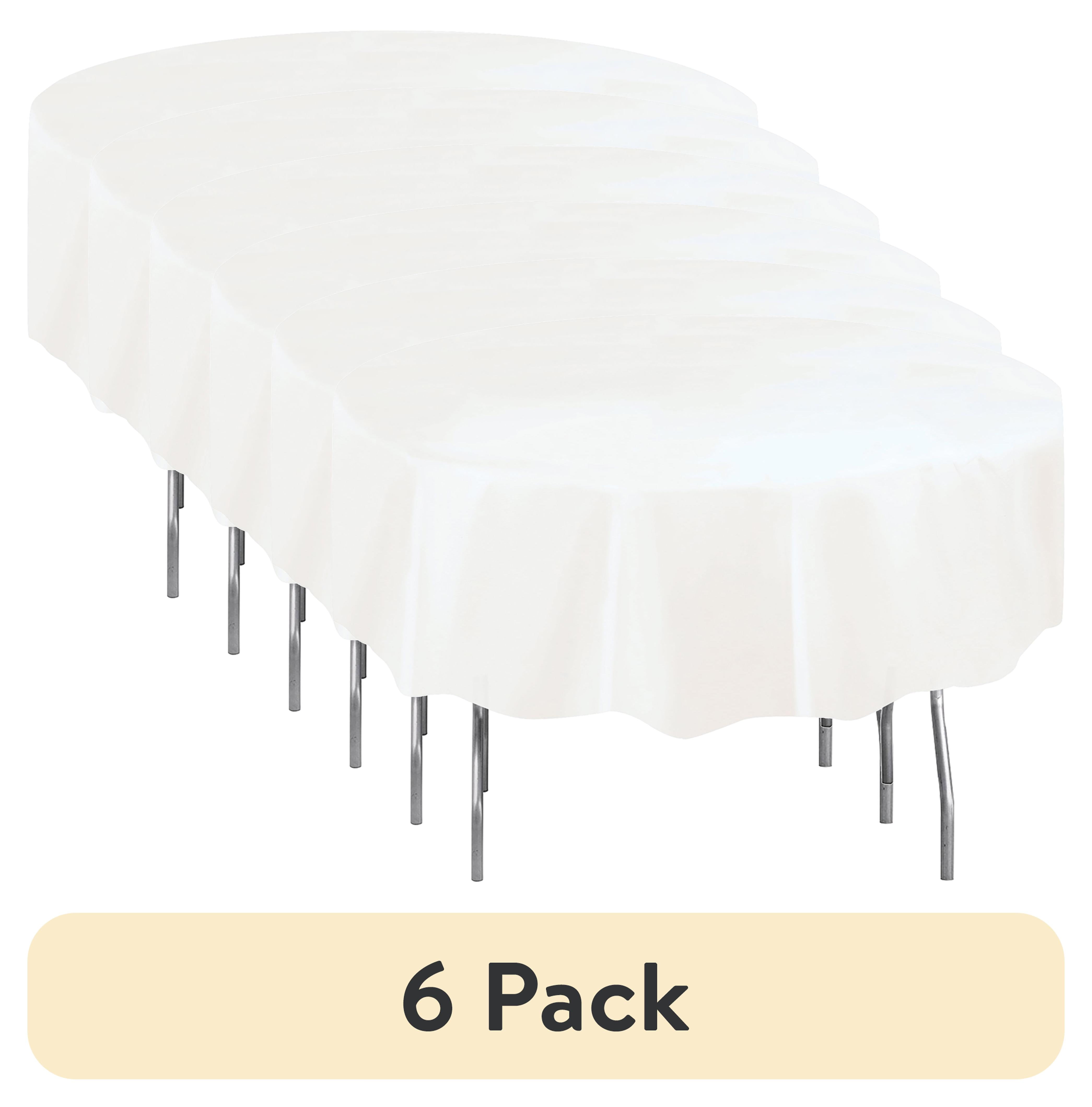 (6 pack) Way to Celebrate! Round White Plastic Tablecloth, 84in ...