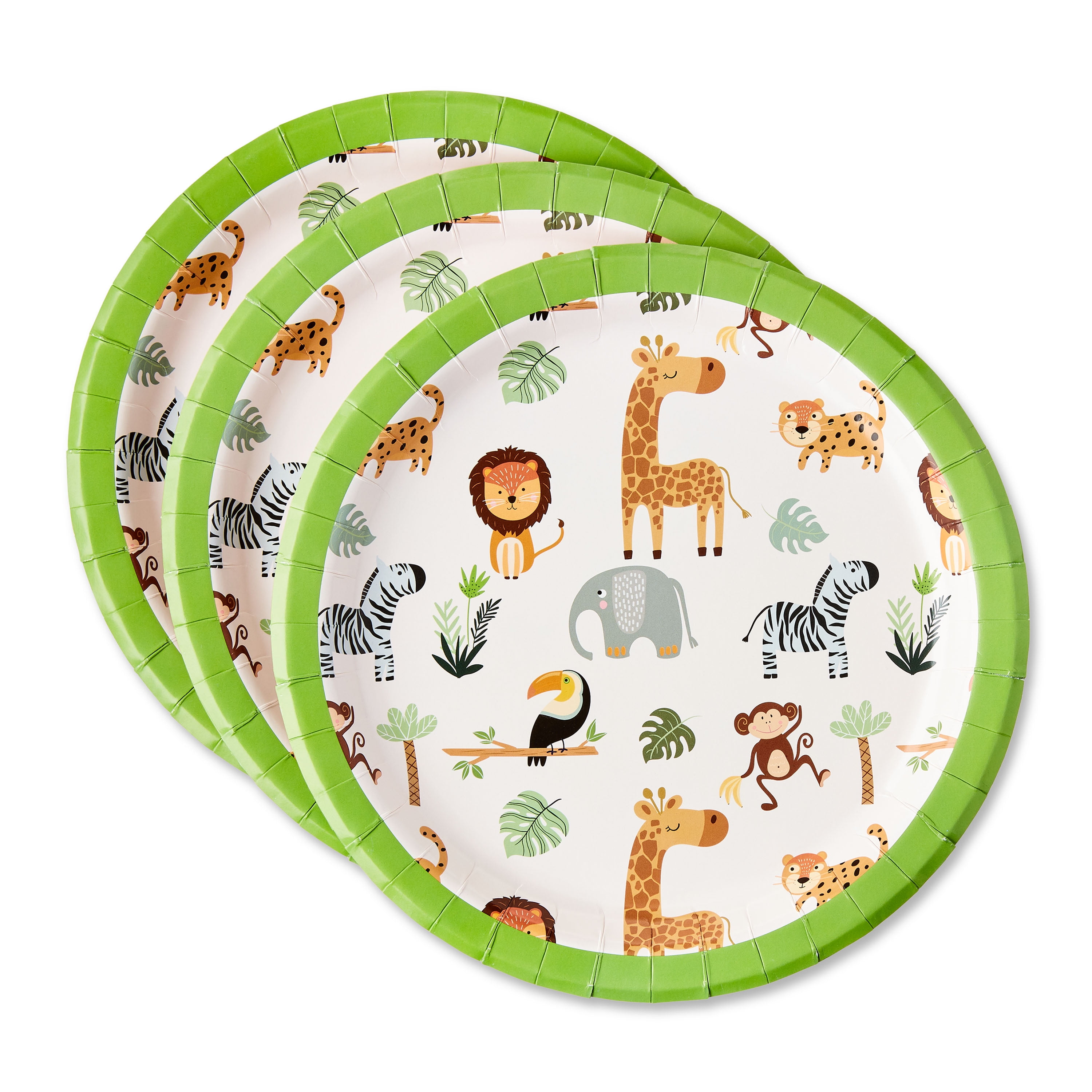 Way To Celebrate Safari Disposable Paper Plates, 9 inch, Multicolor, 8 ...
