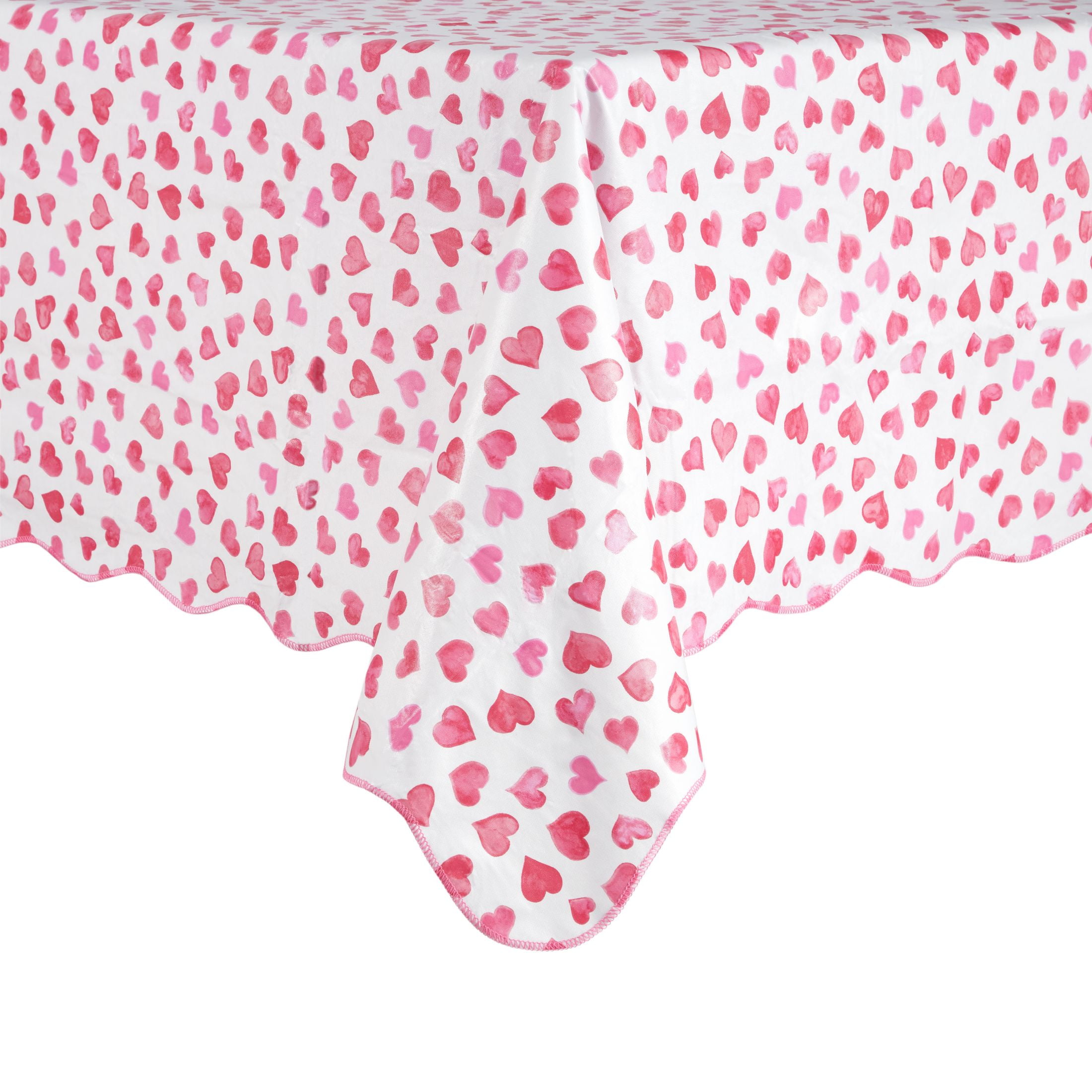 Way to Celebrate Shaded Hearts Vinyl Tablecloth, White, 60"W x 102"L ...
