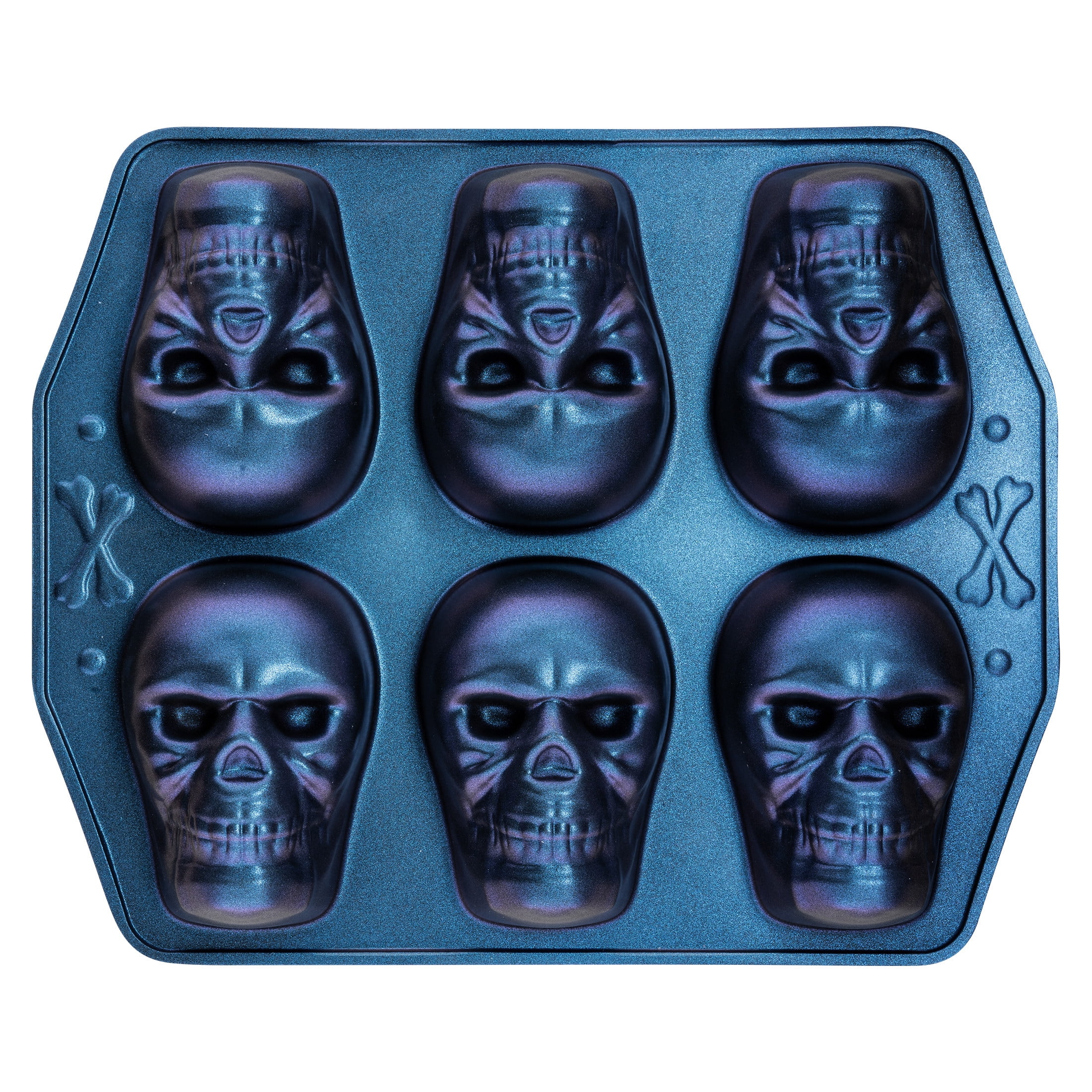 Way to Celebrate, Skull Cast Aluminum 6-Cavity Baking Pan, Iridescent ...