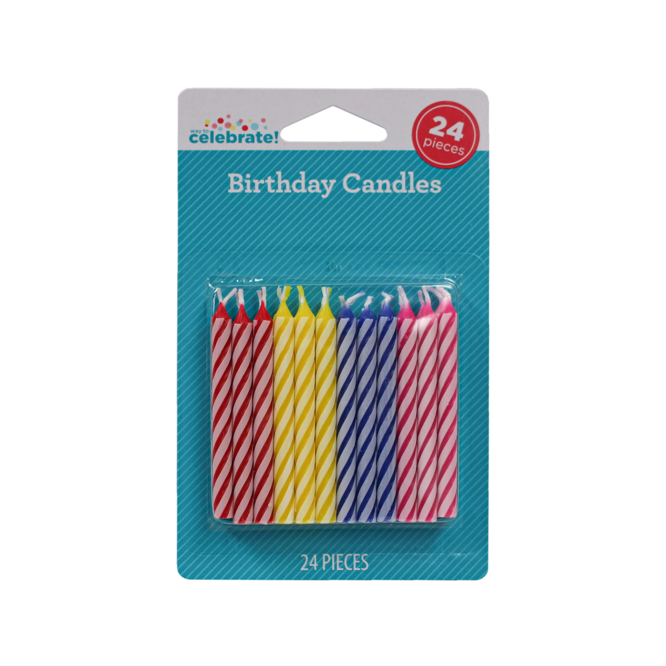 Way to Celebrate! Spiral Birthday Candles, Assorted Colors, 24 Pieces ...
