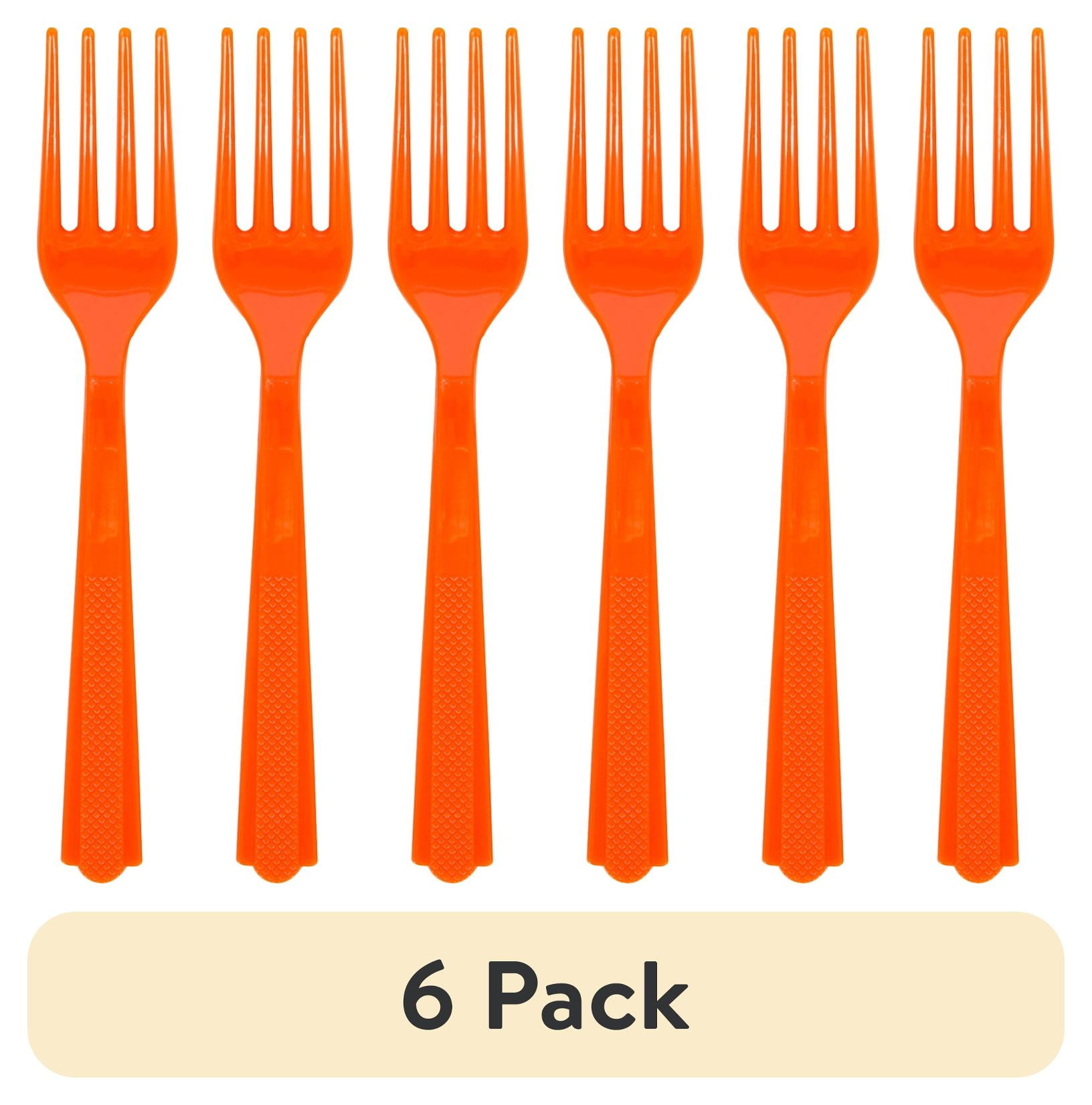(6 pack) Way to Celebrate! Tangerine Orange Party Plastic Forks, 24ct ...
