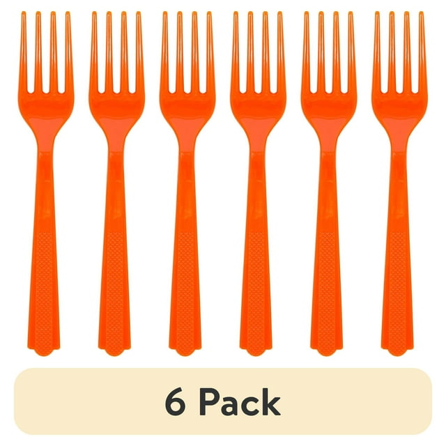 (6 pack) Way to Celebrate! Tangerine Orange Party Plastic Forks, 24ct ...