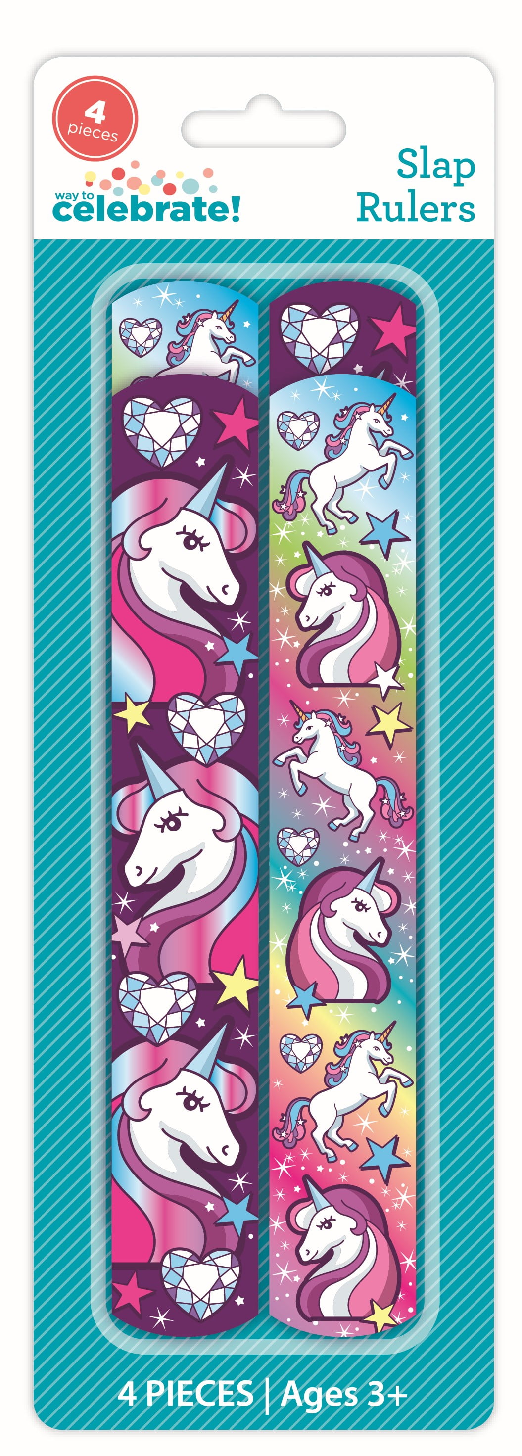 Way To Celebrate Multi-Color Unicorn Slap Ruler Bracelets, 6-inch Ruler ...