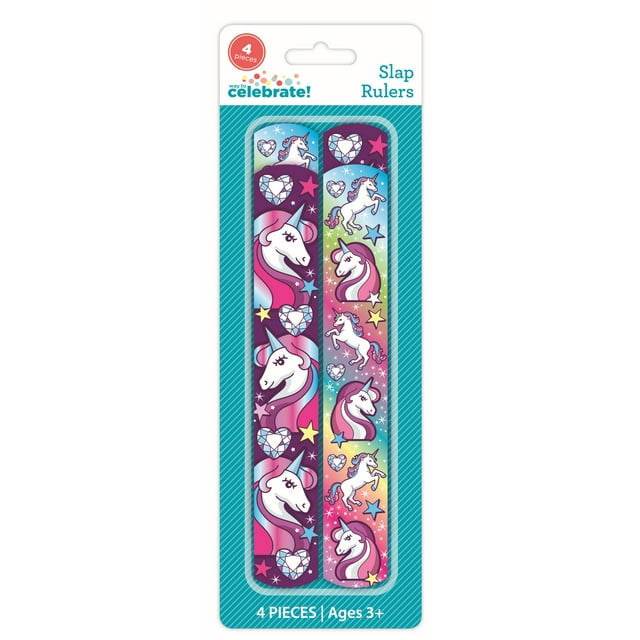 Multi-Color Unicorn Slap Ruler Bracelet Party Favors, 4 Count, by Way ...