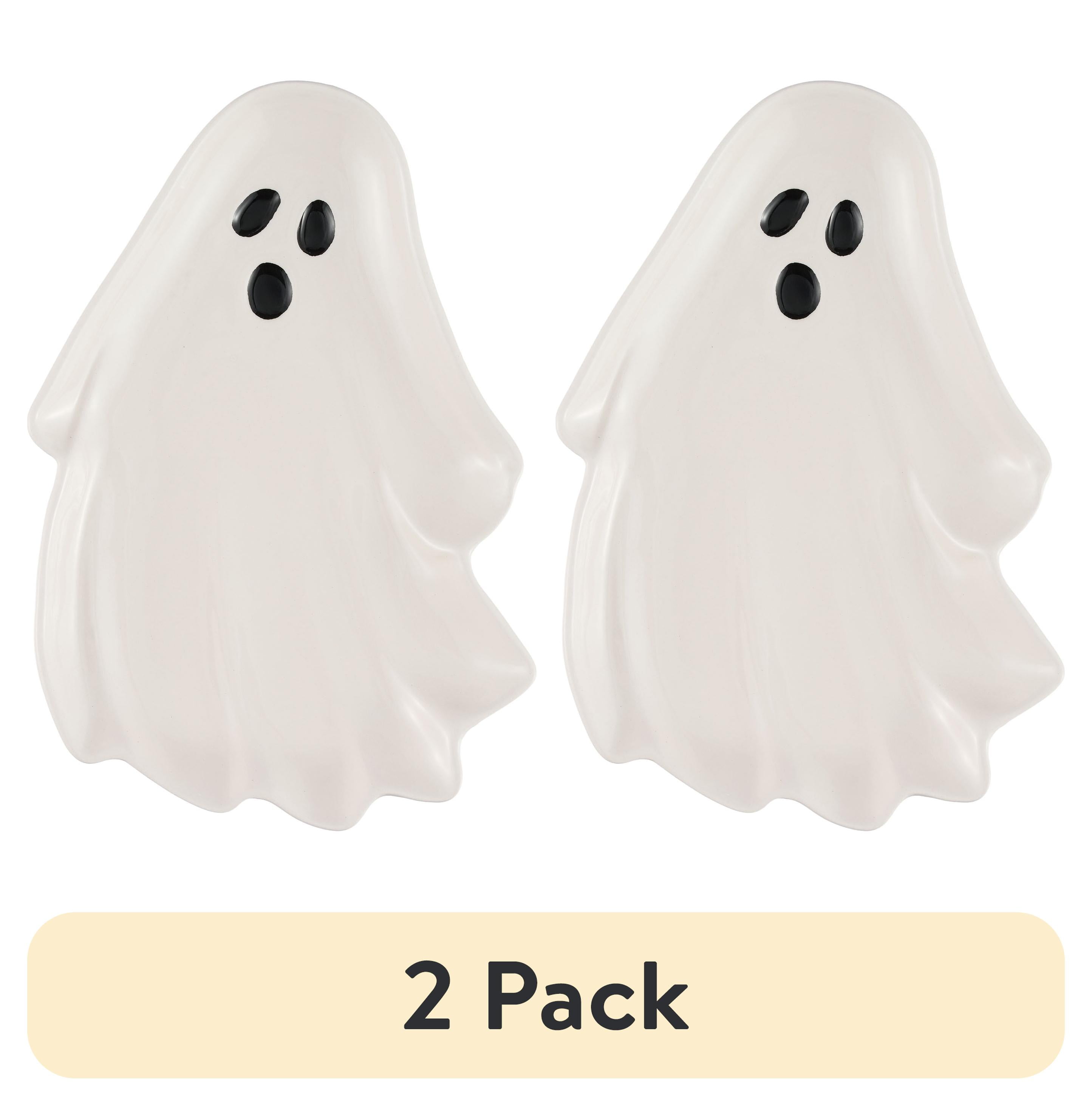 (2 pack) Way to Celebrate White & Black Ghost-Shaped Glazed Ceramic ...