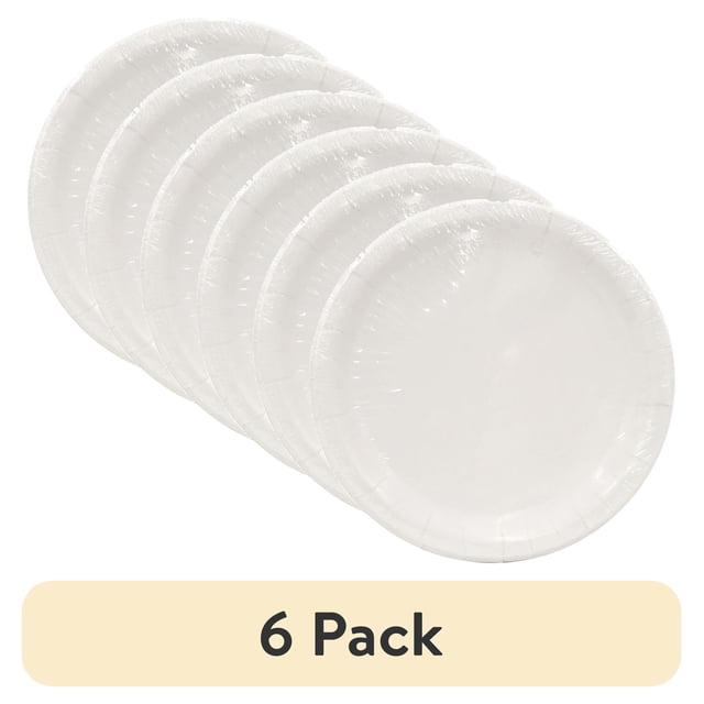 (6 pack) White Paper Dinner Plates, 9in, 20ct, Way to Celebrate ...
