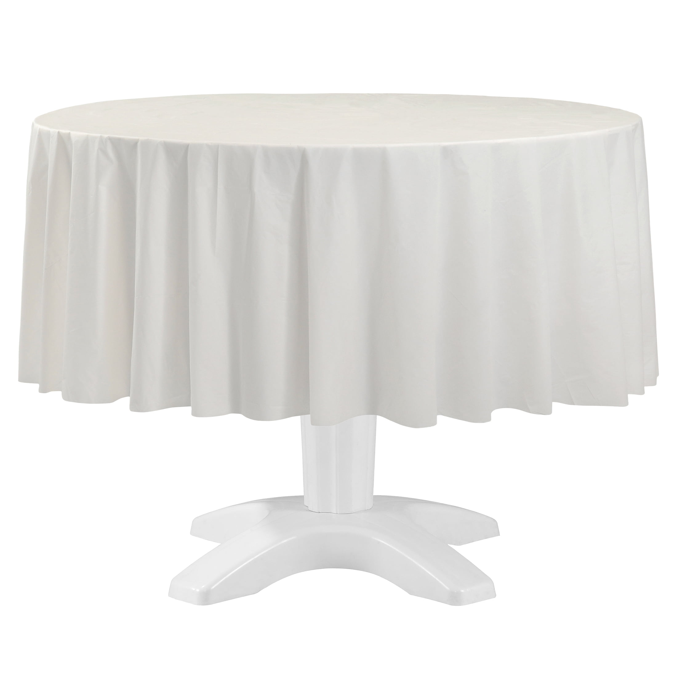 Way To Celebrate White Plastic Round Tablecloths 84in 2ct Disposable ...