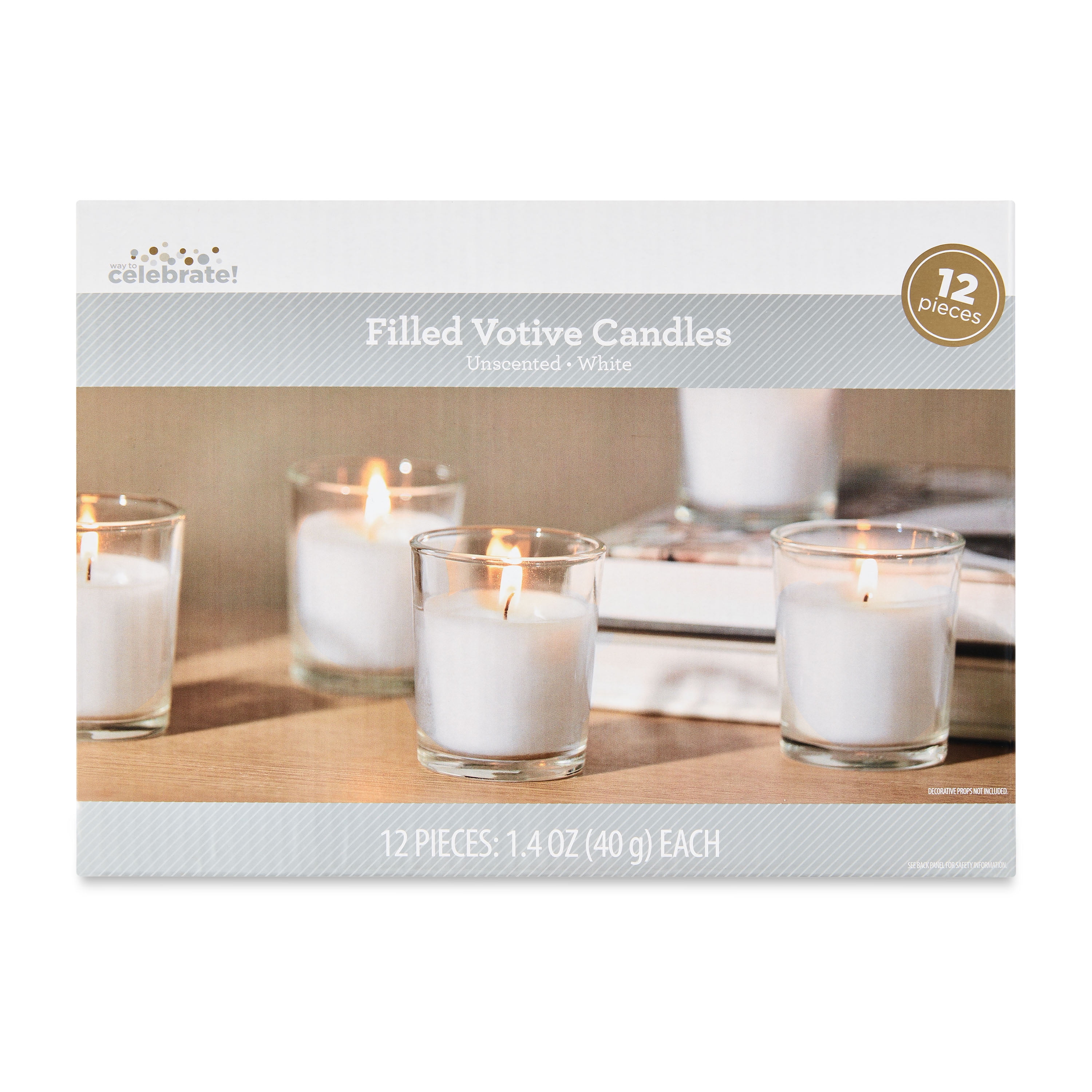 Way To Celebrate Filled Votive Candles White Unscented Set of 12 for ...