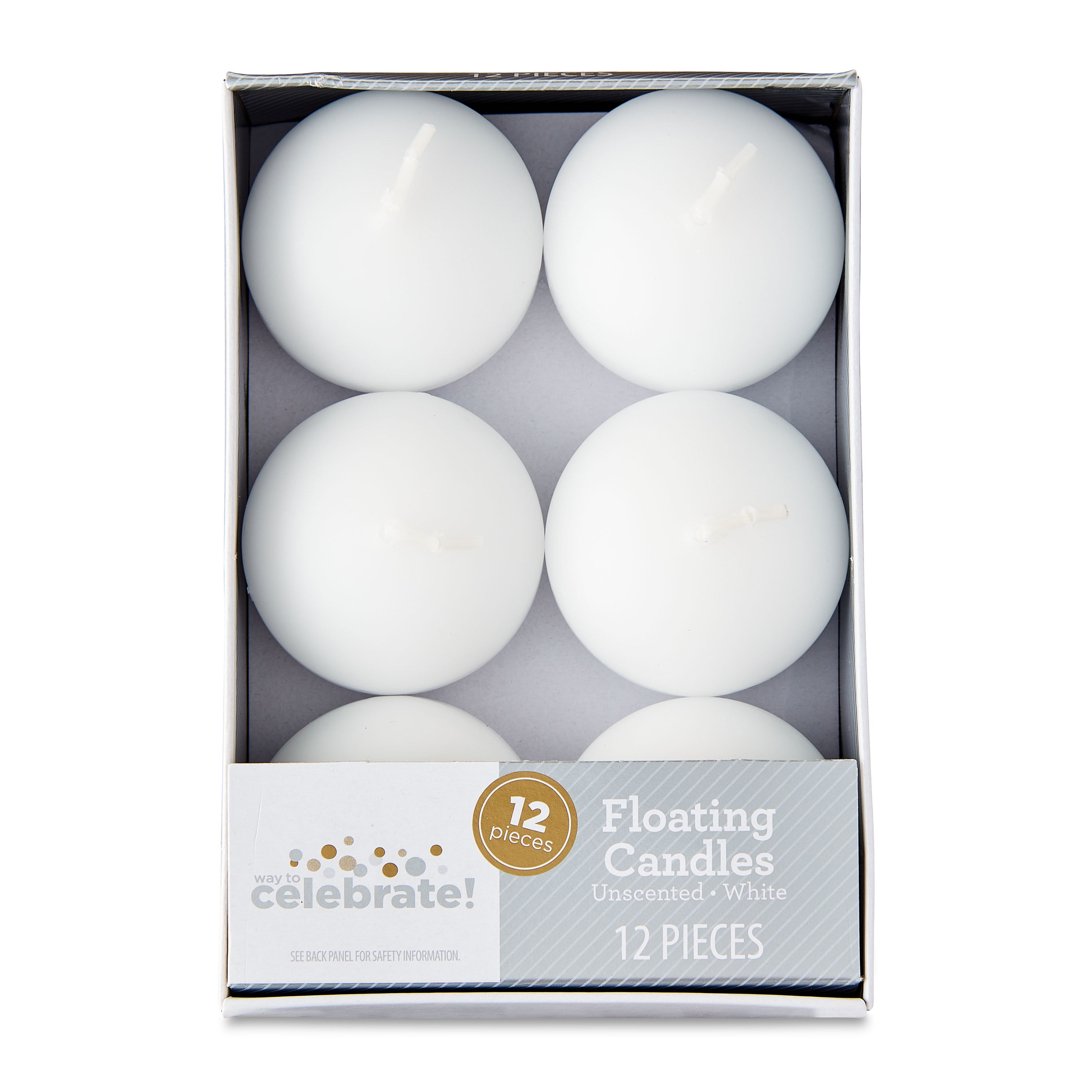 Way To Celebrate Floating Candles, Unscented, White, Pack of 12 for ...