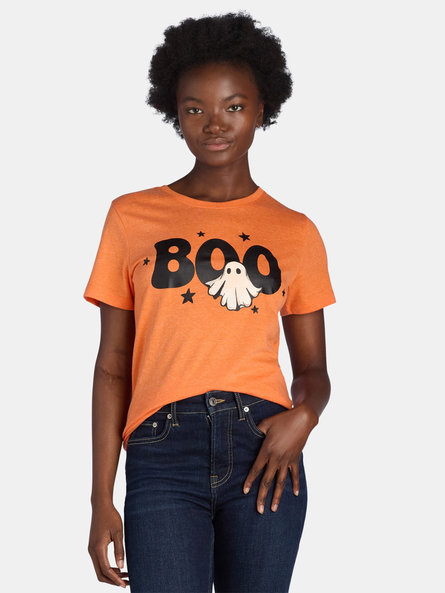 Way to Celebrate Women's Halloween Boo Tee, Sizes S-3XL - Walmart.com