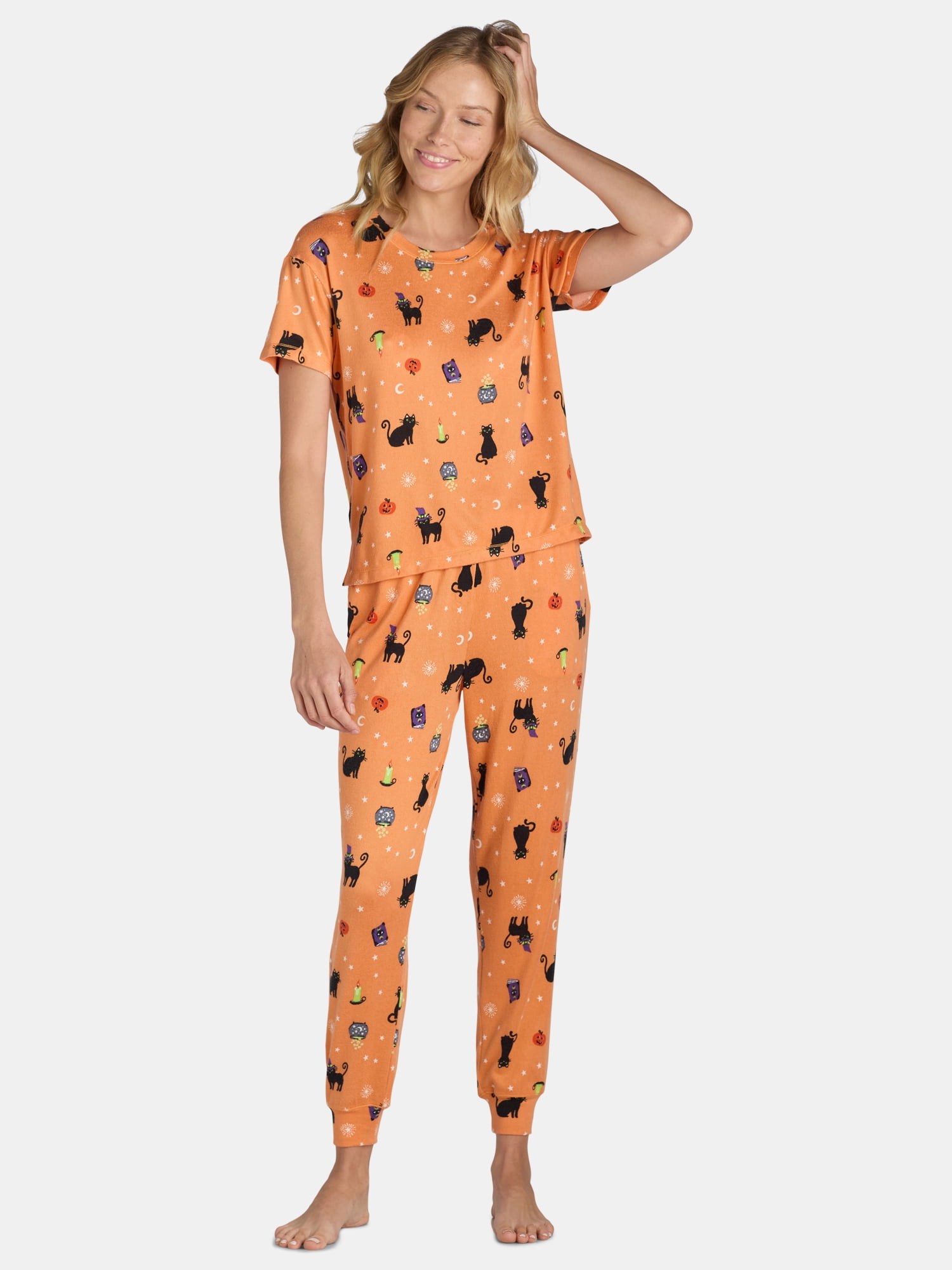 Way To Celebrate Women's Halloween Pajama Set XS-3X Cozy Spooky Lounge ...