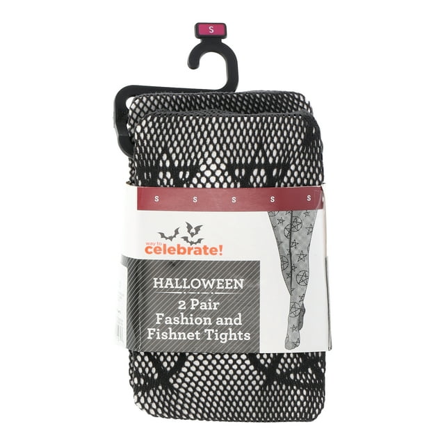 Way to Celebrate Women's Halloween Stars Fishnet Tights, 2-Pack, Sizes ...