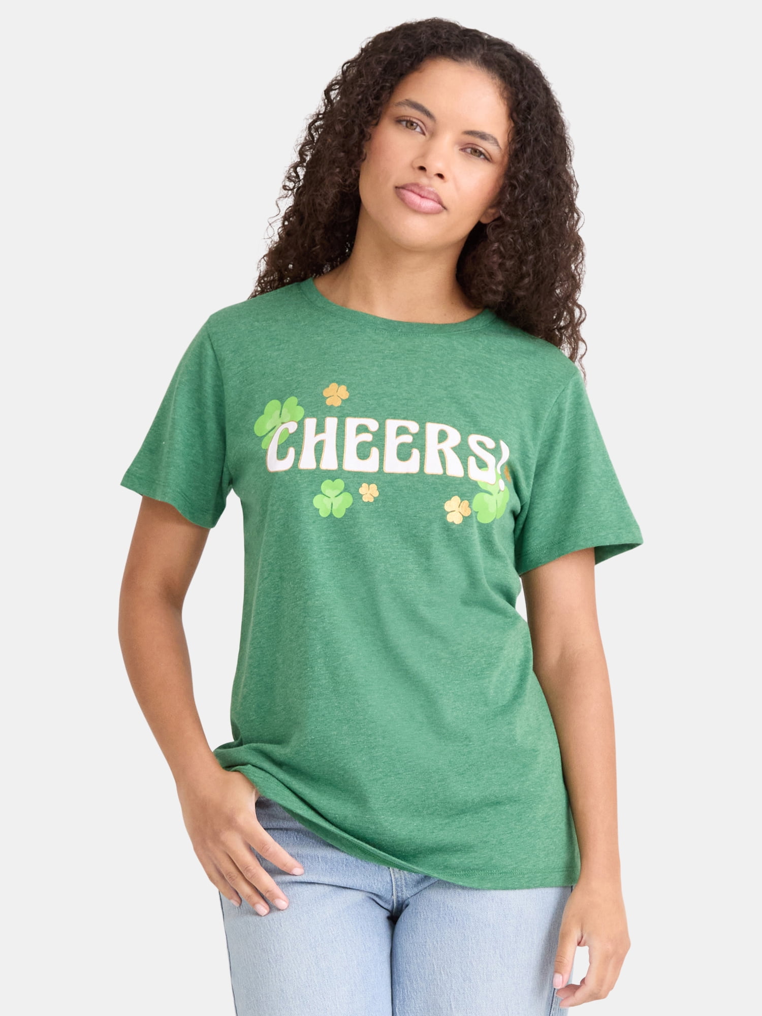 Way To Celebrate Women's St. Patrick's Day Graphic Tee, Relaxed Fit, S ...