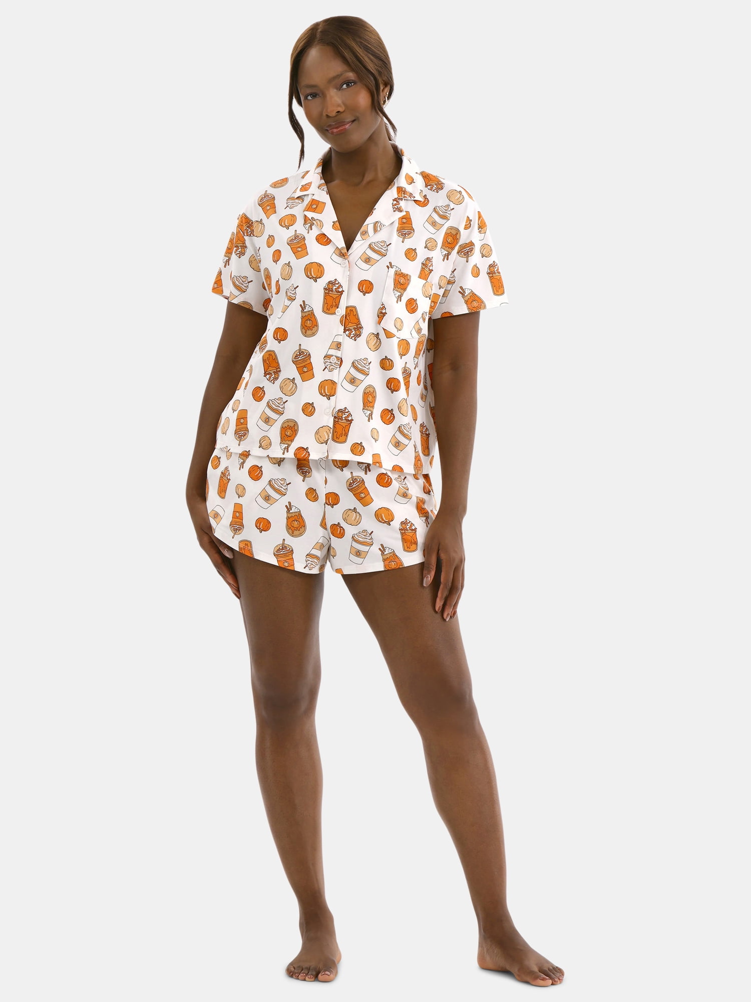 Halloween Women’s Printed Notched Top and Shorts Pajama Set from Way to ...