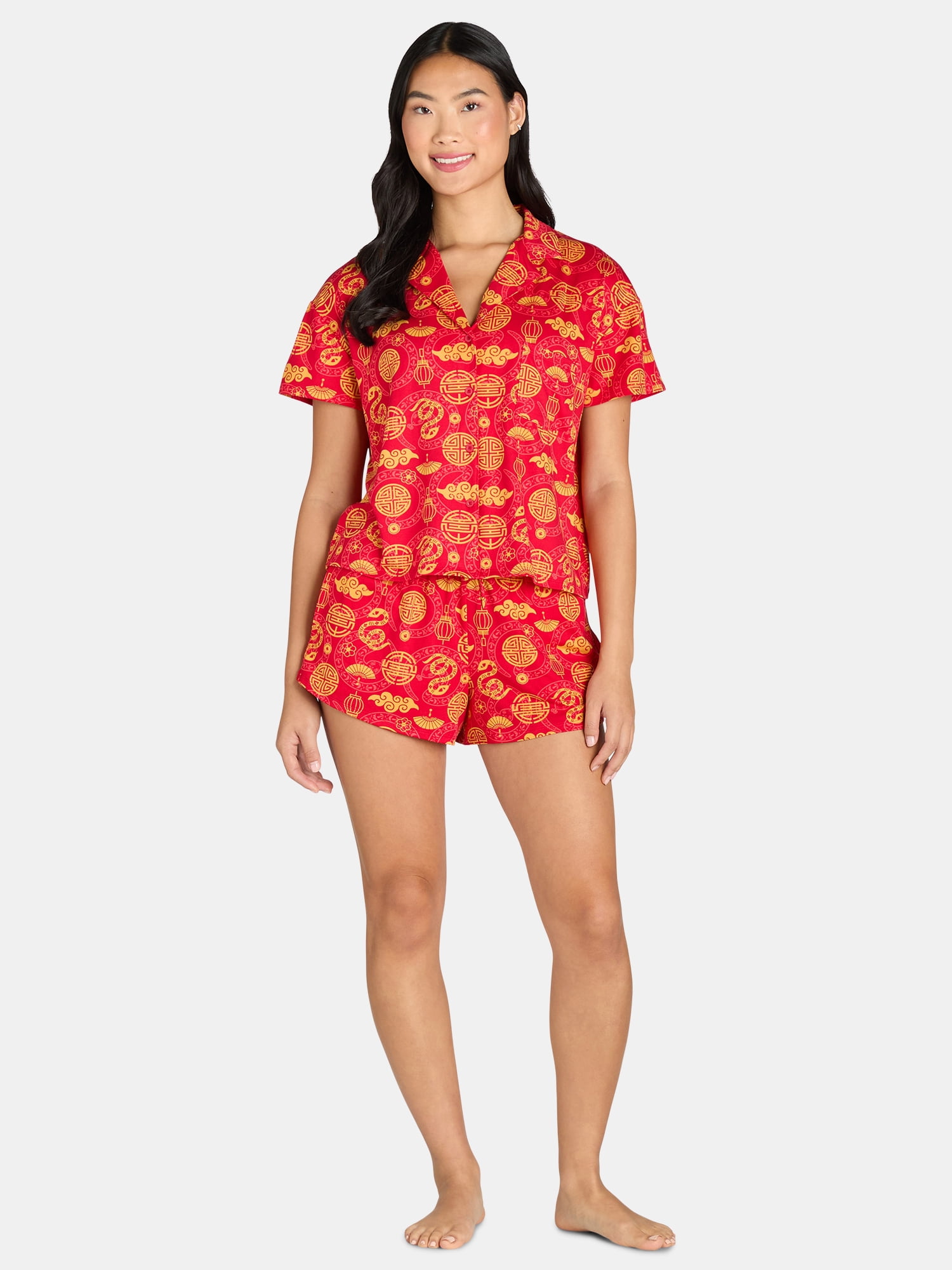Women’s Lunar New Year Print Shorty Notch Collar Pajama Set from Way to ...