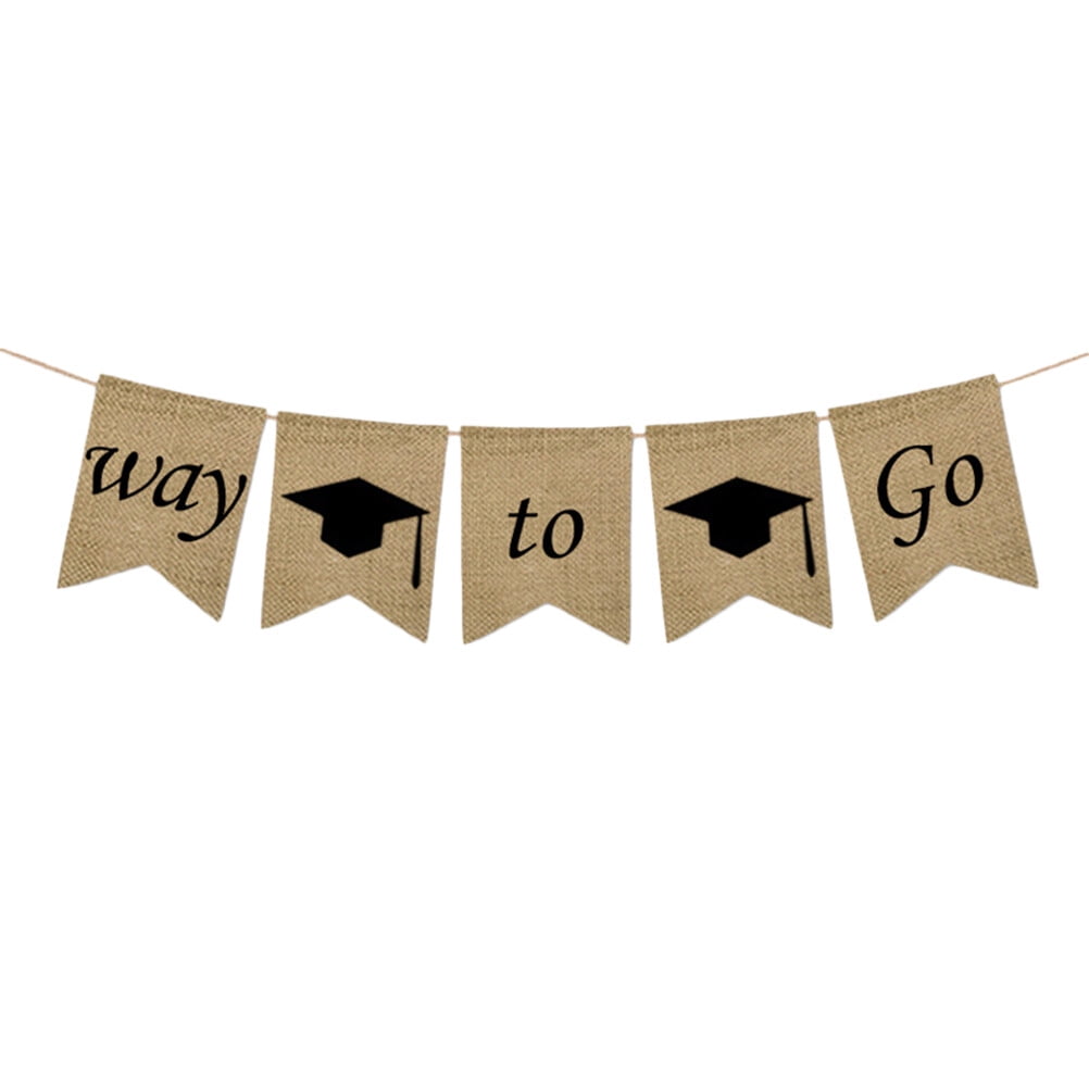 Way to Go Burlap Banner Graduation Season Bunting Pull Flag Party ...
