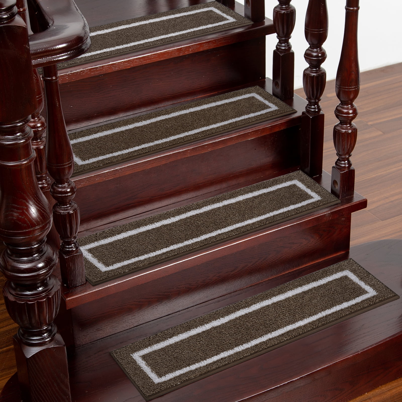 WayCossy Non Slip Indoor Stair Treads, 8" X 30" (15 Pcs), Wooden Steps ...