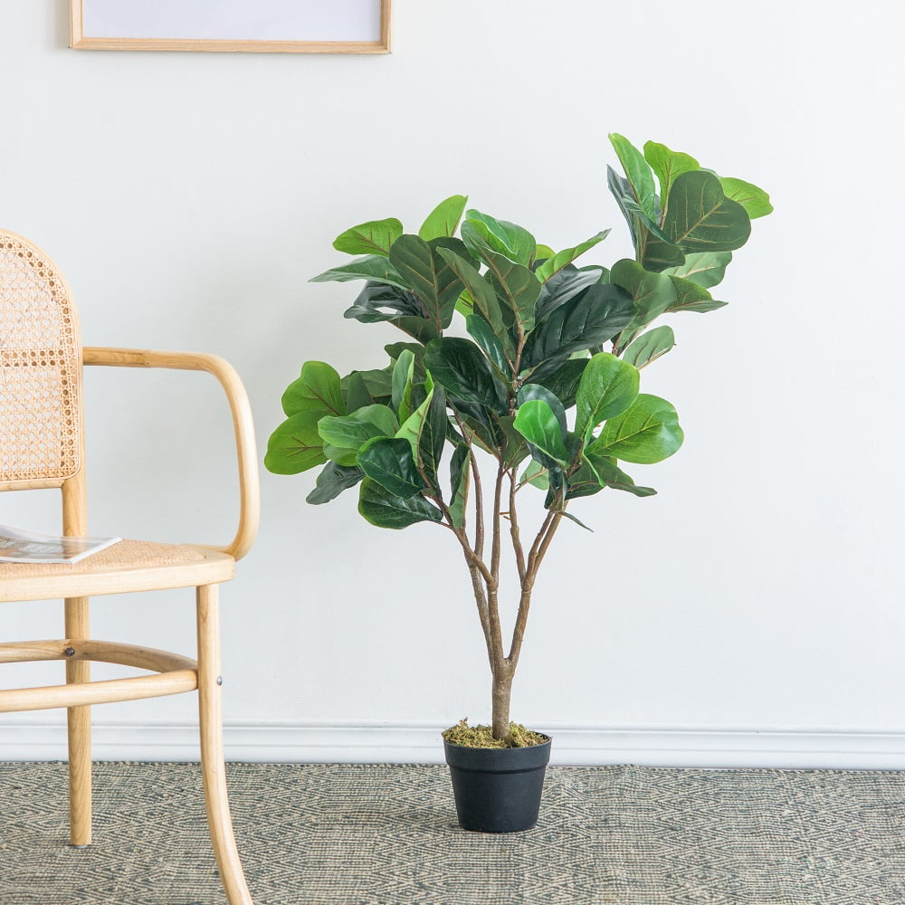 Wayborn Dmax Green Fiddle Fig Leaf Tree with 80 Leaves 16.5″L X 21.7″W ...