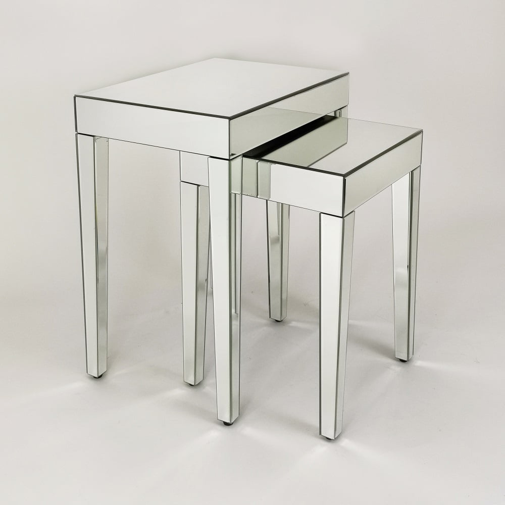 Wayborn Set of 2 Piece Beveled Mirrored Nesting Table 20Wx14Dx24"H - Walmart.com