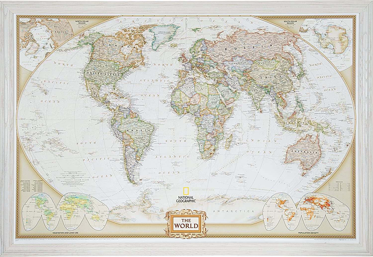 Wayfarer, Executive World Push Pin Travel Map, Traditional Whitewash ...