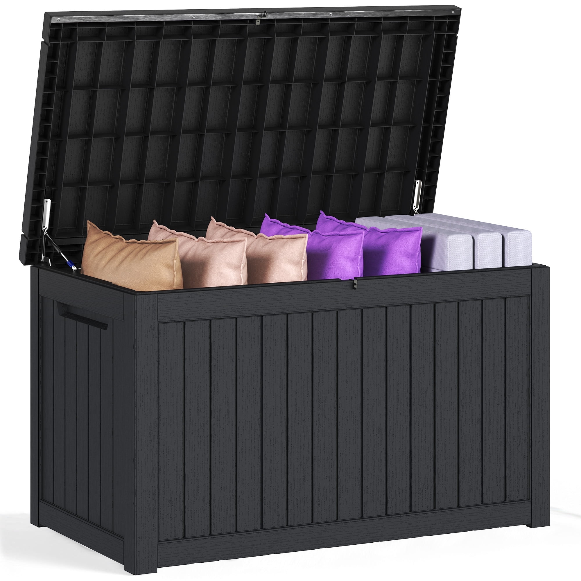 Waykar 260 Gallon Black, Waterproof Lockable Steel Outdoor Storage Box ...