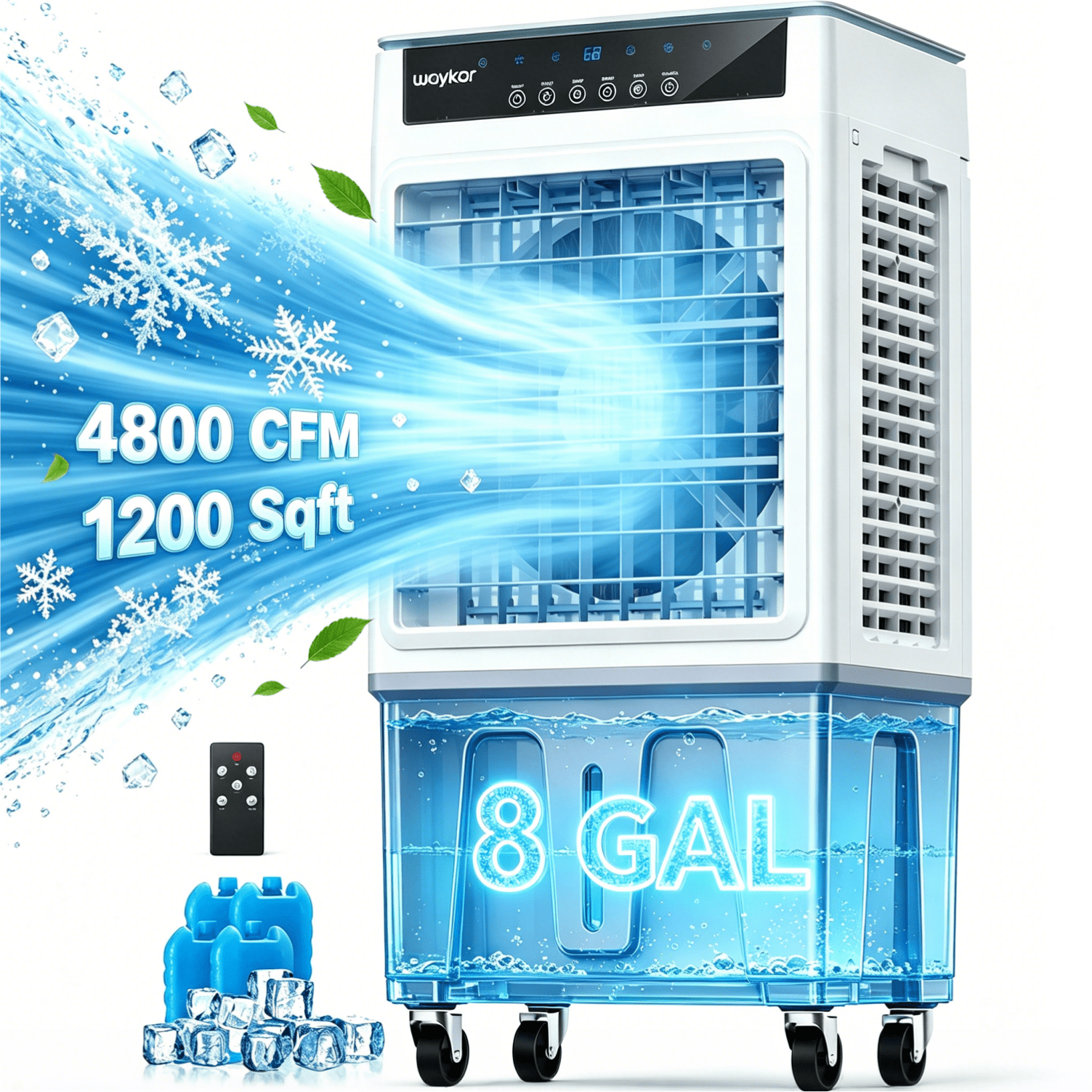 Waykar 3-in-1 Portable Evaporative Air Cooler, 4800 CFM Air Cooler ...
