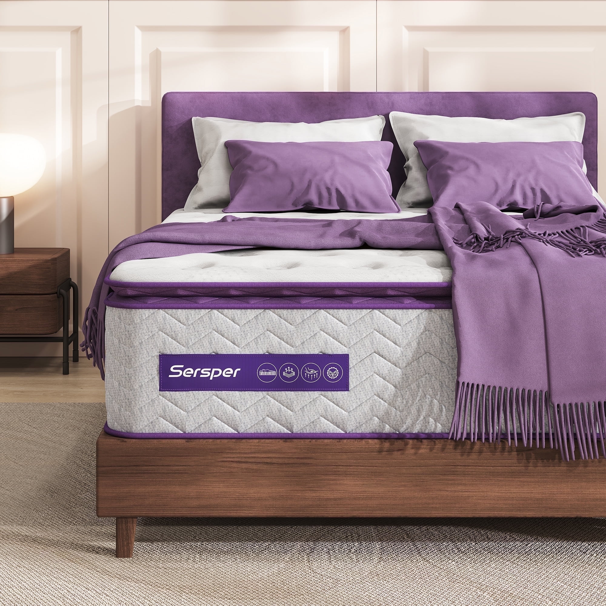 Sersper King Size Mattress, 14 Inch Pillow Top King Mattress in a Box ...