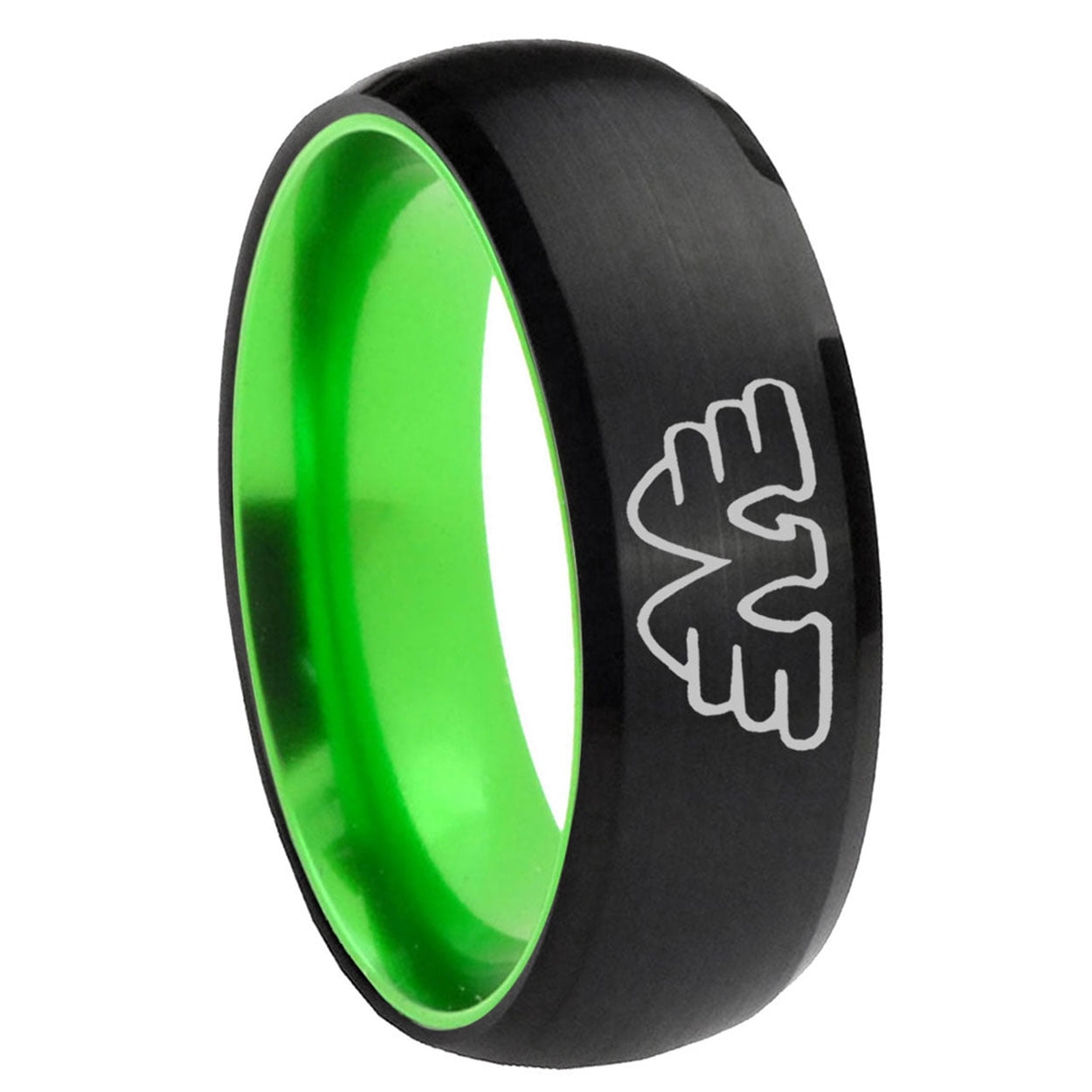 Waylon Jennings 8MM Dome Black And Green Tungsten Polished Men's Ring ...
