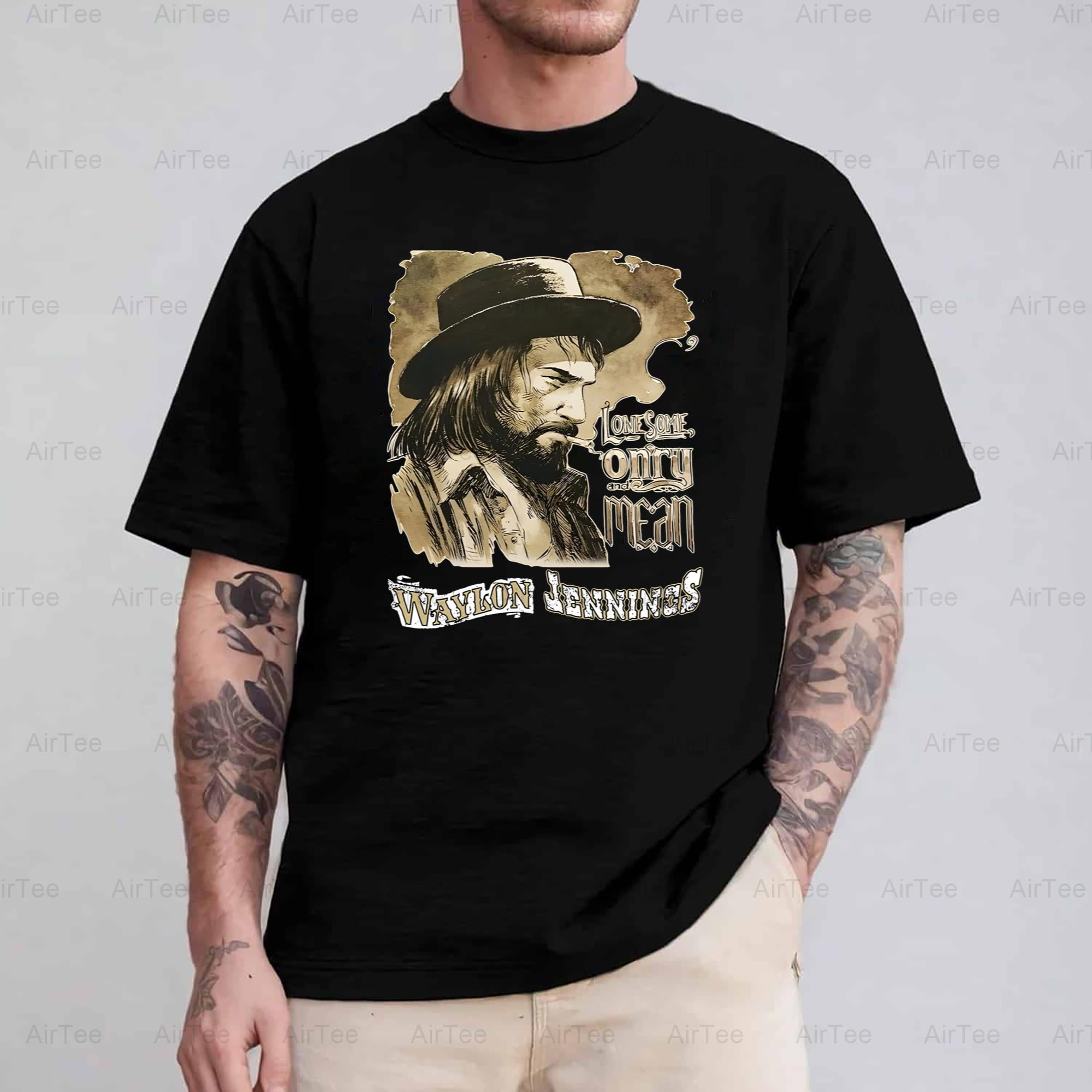 Waylon Jennings Lonesome On'ry Mean Outlaw Country Music Icon T-Shirt V60768 Unisex, up to 5XL ...
