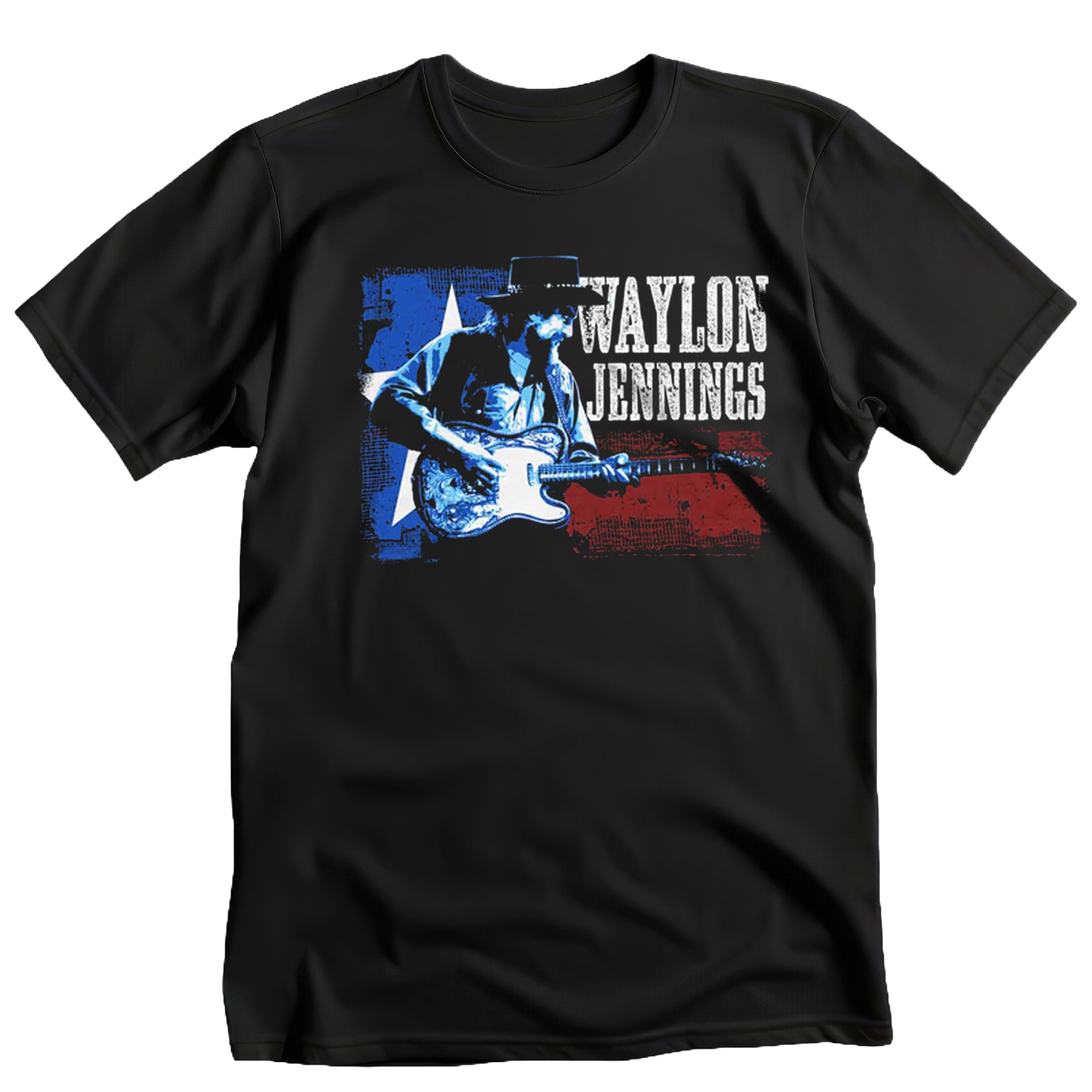 Waylon Jennings Men's Red White And Blue T-Shirt Black Medium ...