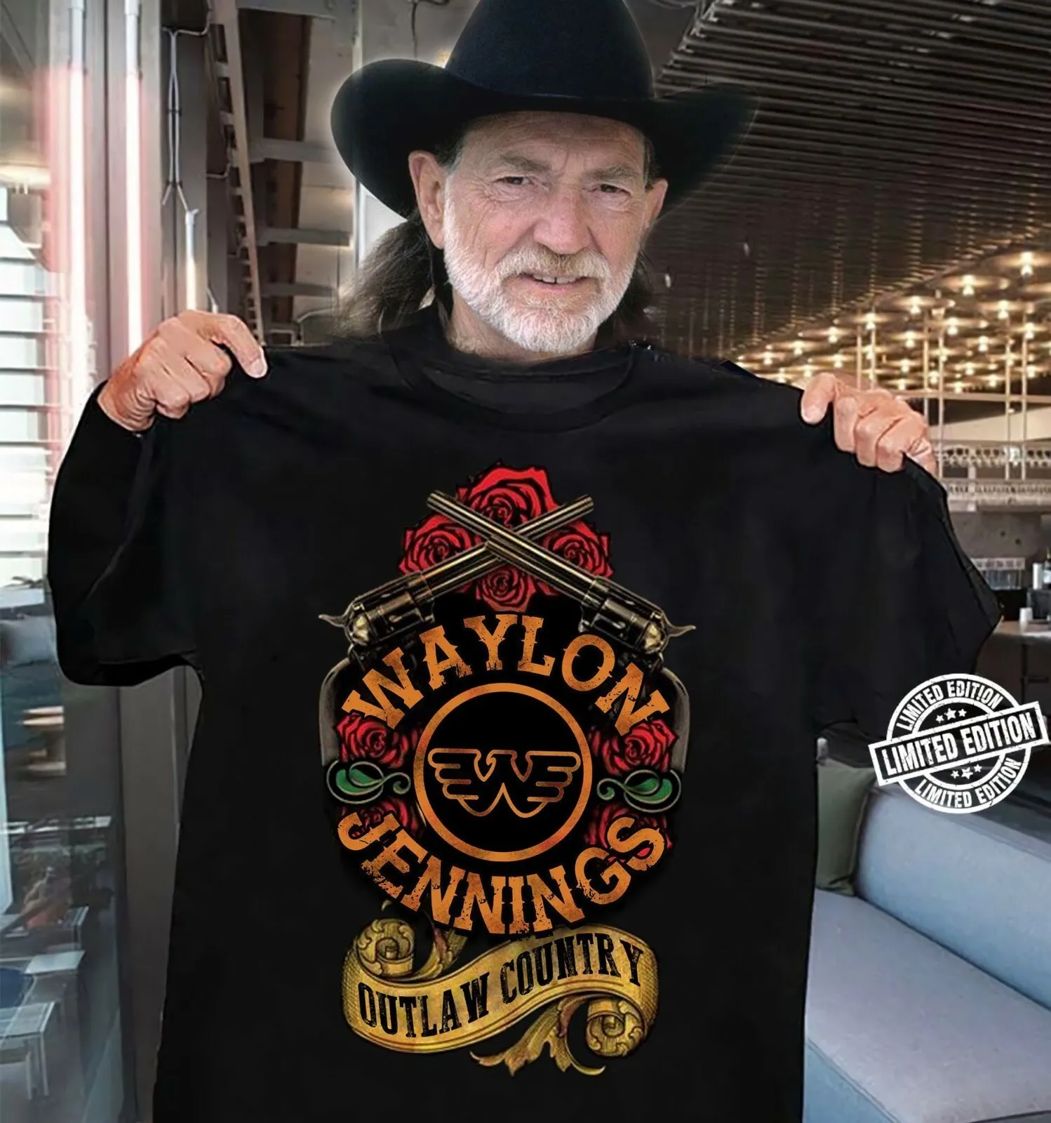 Waylon Jennings Outlaw Country Tour Shirt Black Unisex S-4XL - Walmart.com