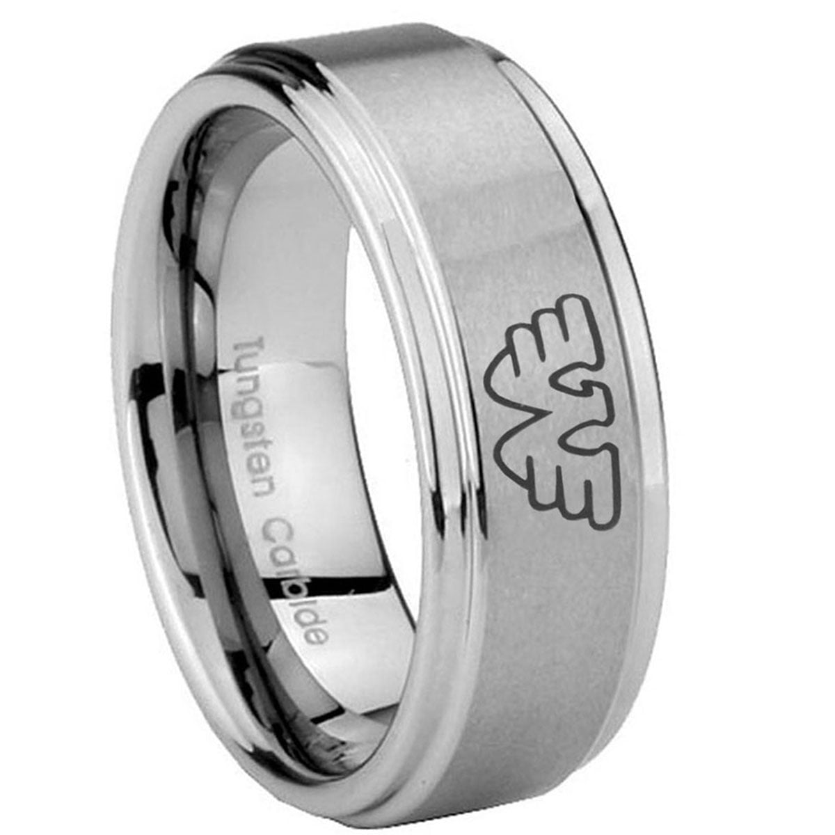 Tungsten Waylon Jennings 8mm Gray Step Edges Promised Ring - Walmart.com