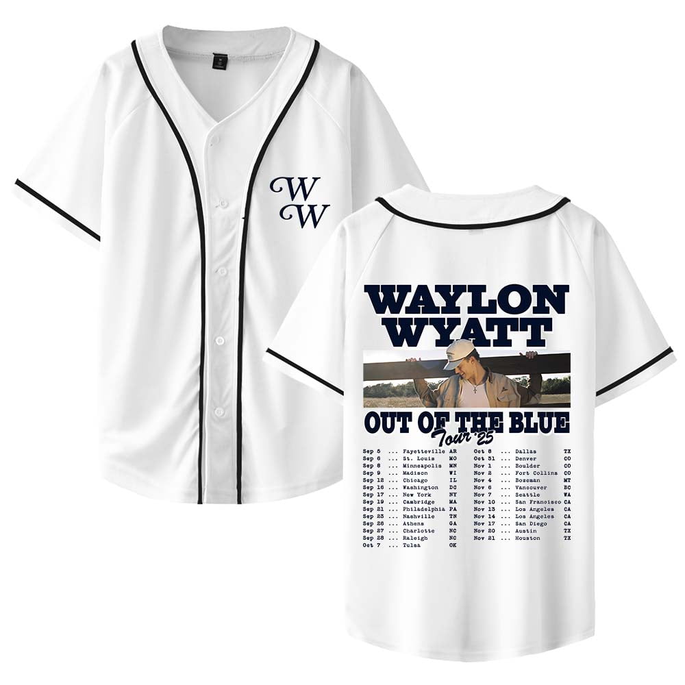 Waylon Wyatt Out of The Blue Tour 2025 Merch Baseball Jersey V-Neck ...