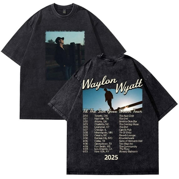 Waylon Wyatt Til The Sun Goes Down Tour 2025 Merch Unisex Loose Fit Cotton Short Sleeve Crew ...