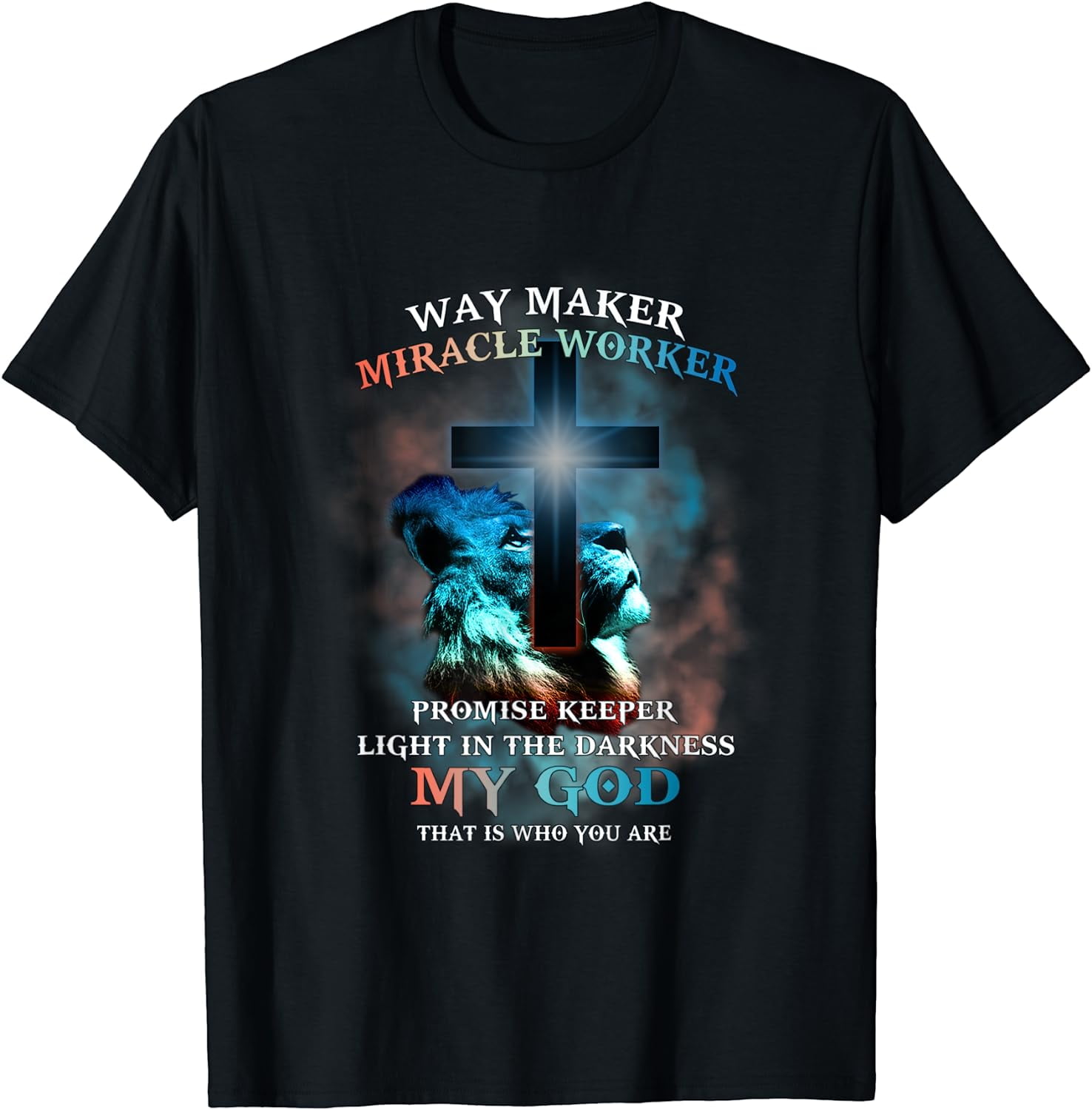 Waymaker Miracle Worker Lion Jesus Christ Religious Picture T-Shirt ...