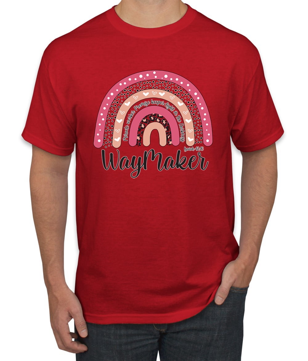 Waymaker Rainbow Inspirational/Christian Men's Graphic T-Shirt, Red ...
